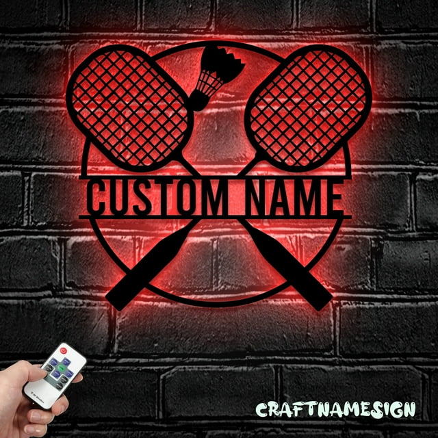 Craftnamesign Custom Badminton Racket Metal LED Lights, Personalized ...