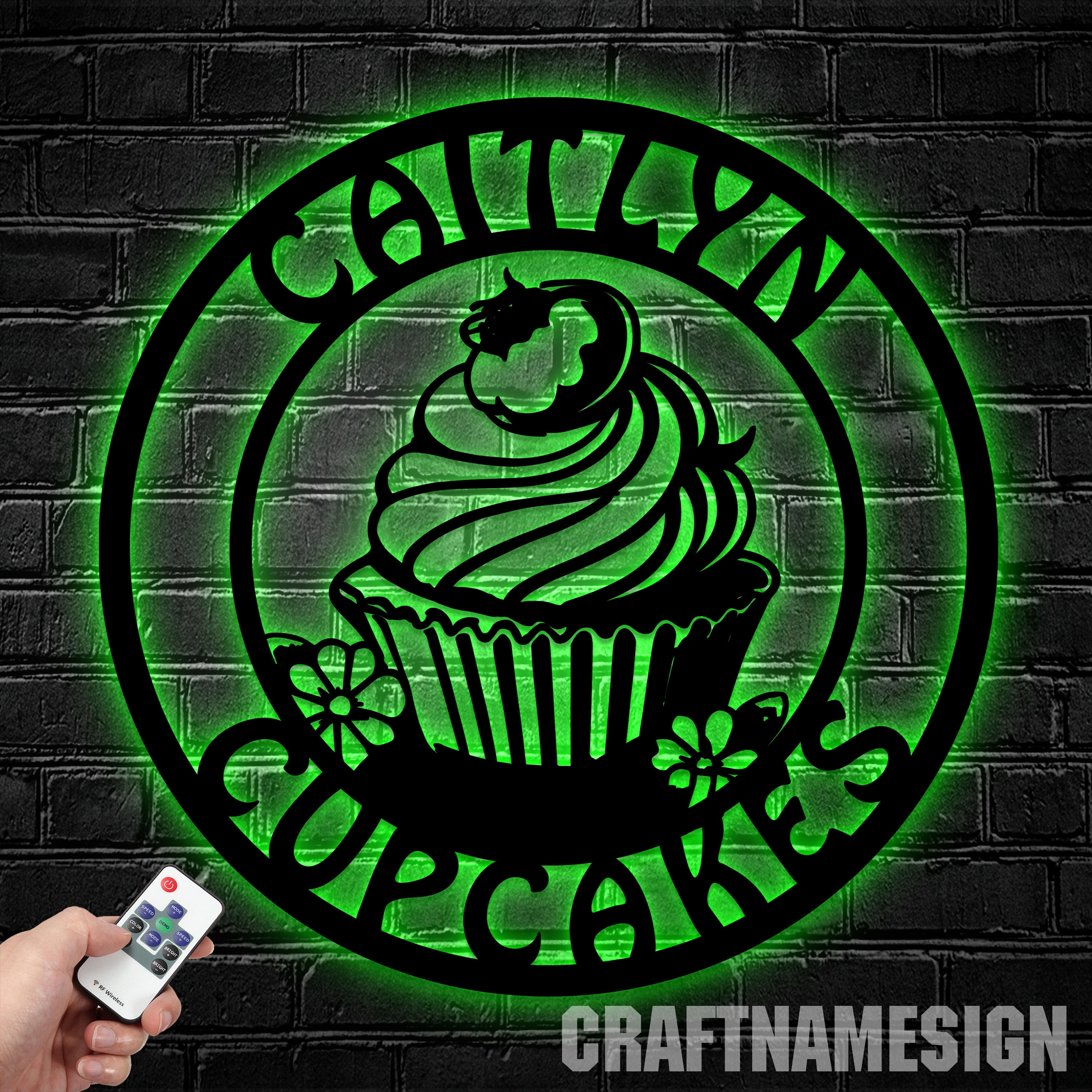Craftnamesign Custom Bakery Cupcake Metal Wall Art With LED Light ...