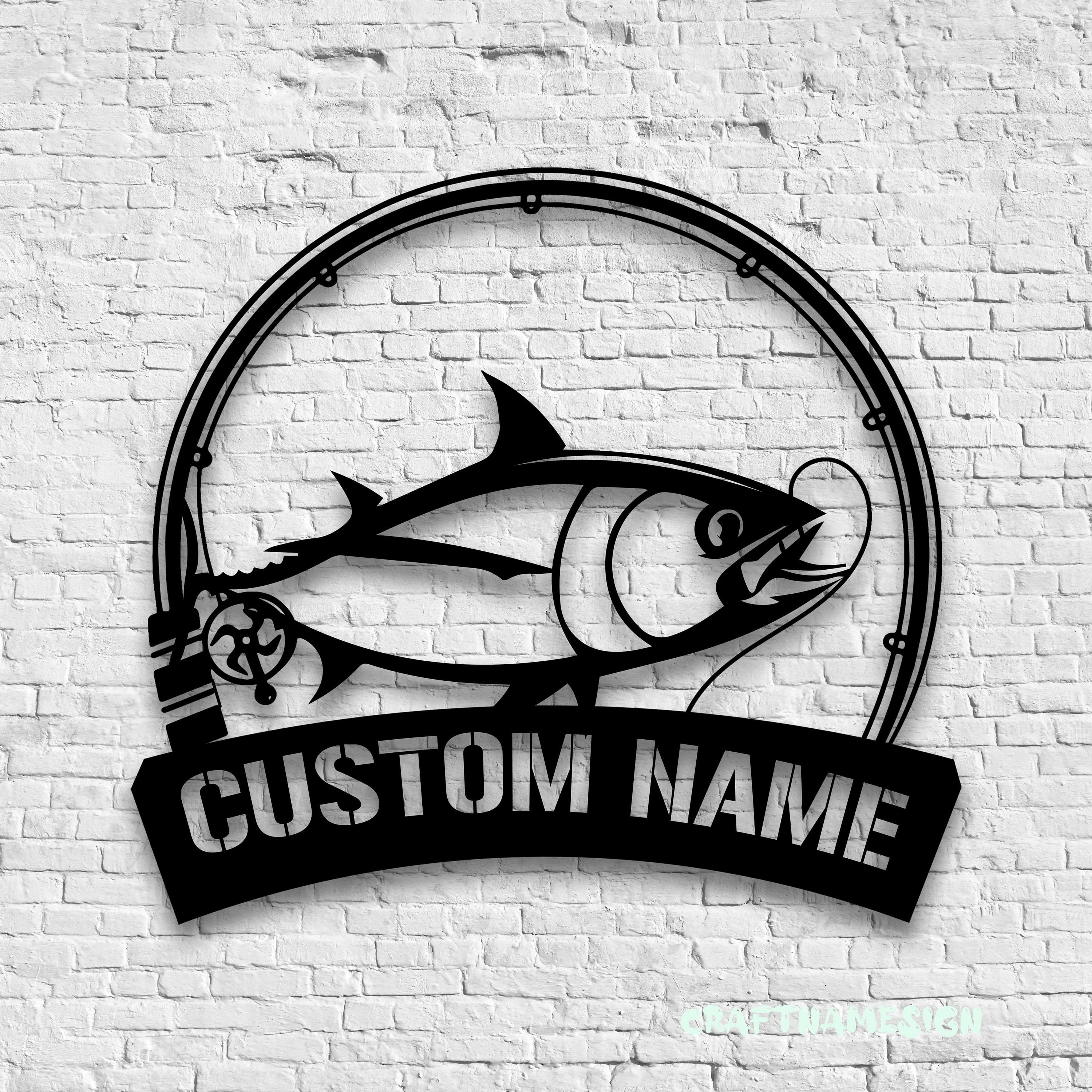 Craftnamesign Custom Atlantic Bluefin Tuna Fishing Metal Wall Art LED ...