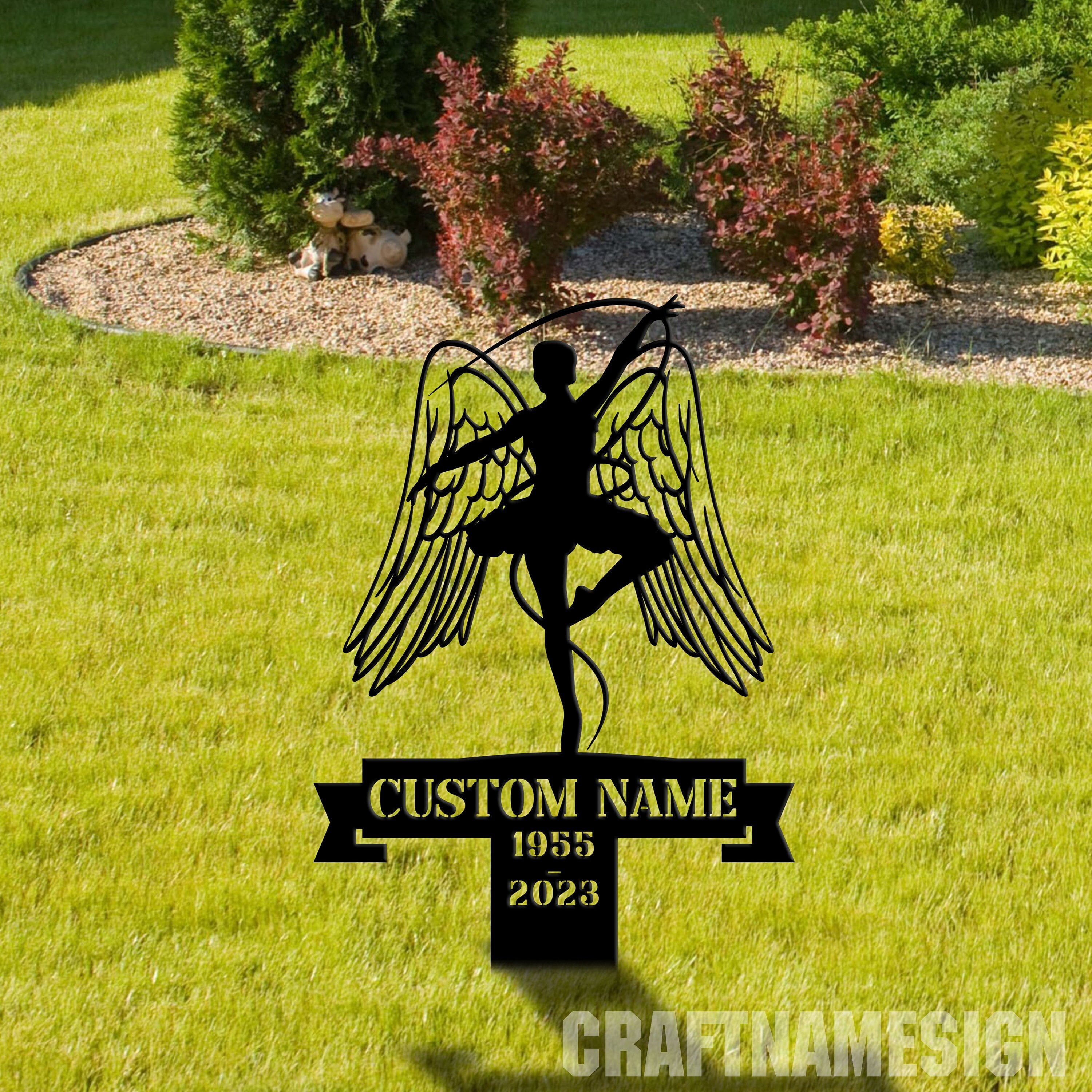 Craftnamesign Custom Ballet Wing Memorial Stake, Ballet Memorial Plaque ...