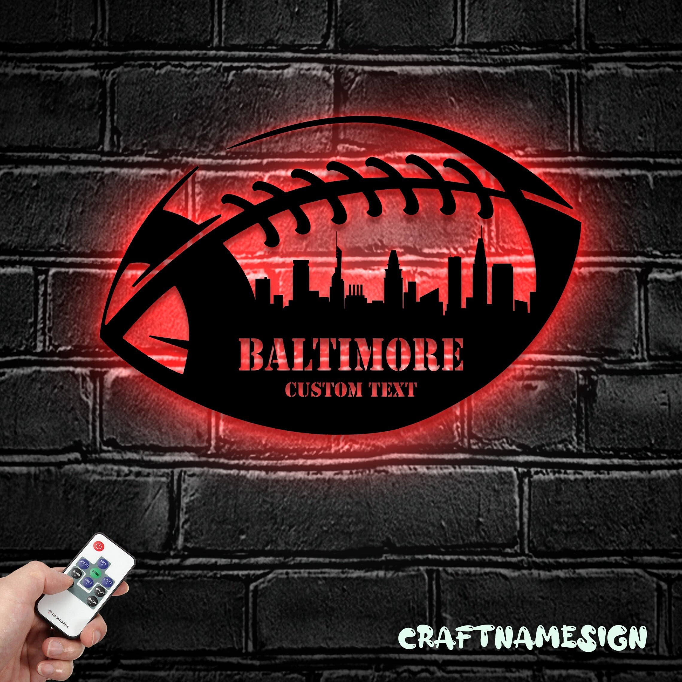 Craftnamesign Custom Baltimore Skyline Metal Sign LED Light, American ...