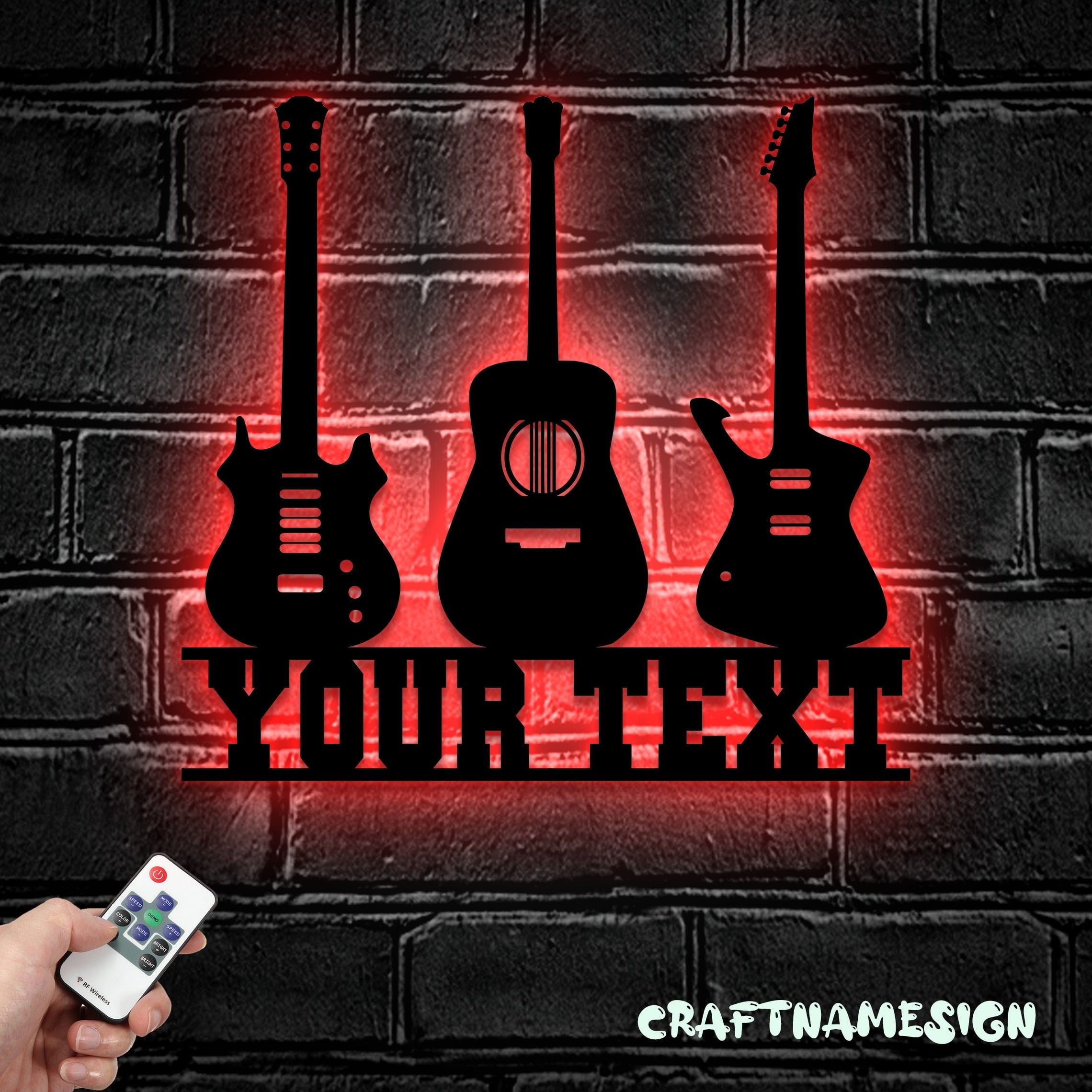 Craftnamesign Custom Guitar Player Metal Wall Art LED Light, Custom ...