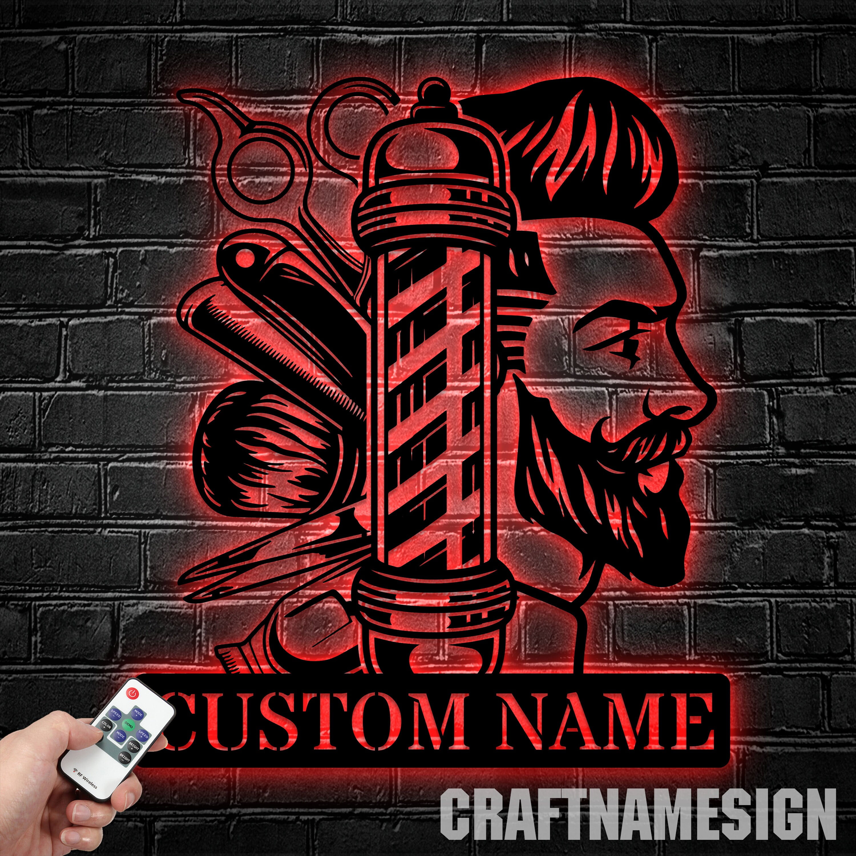 Craftnamesign Custom Barber Metal Sign LED Light, Barber Sign, Barber ...