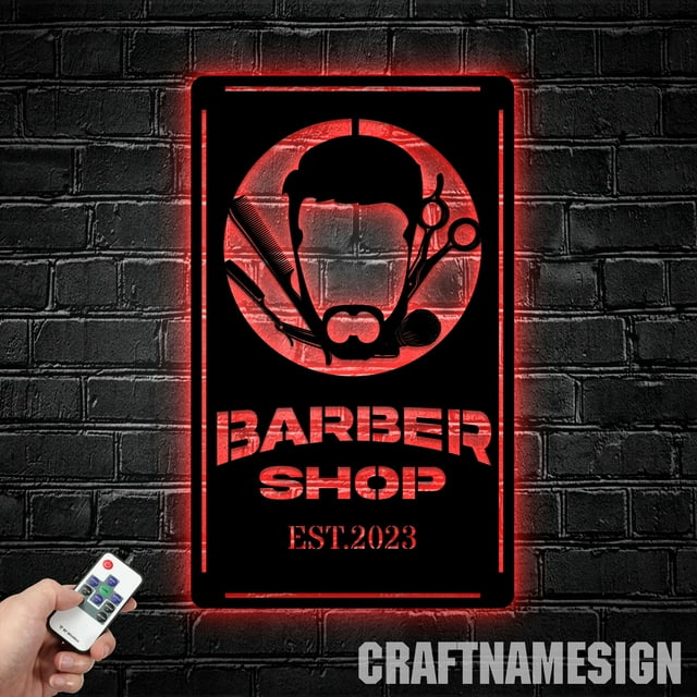 Craftnamesign Custom Barber Shop Metal Sign, Custom Barber Shop Name ...
