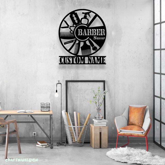 Craftnamesign Custom Barber Shop Metal Sign, Custom Hair Stylist Name ...