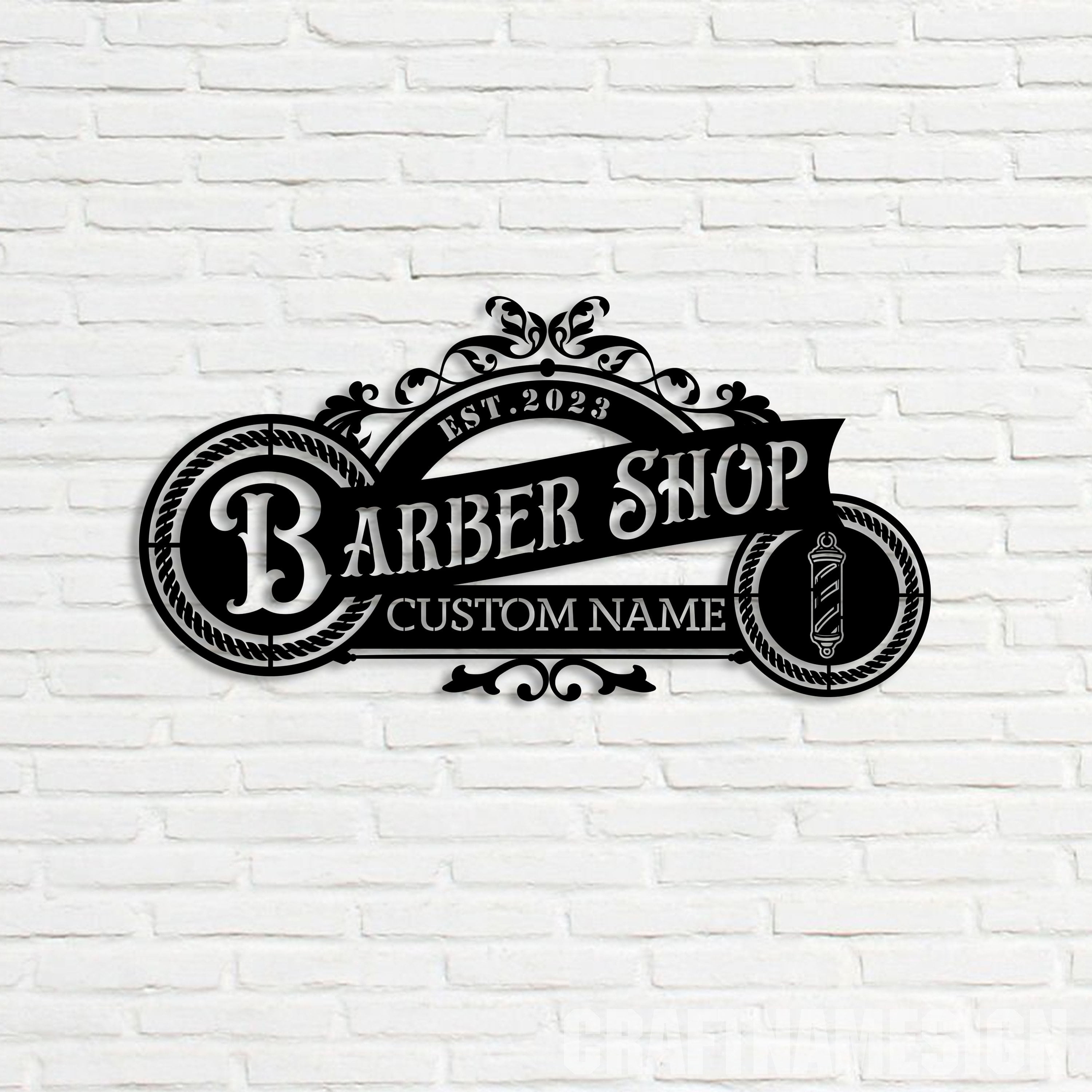 Craftnamesign Custom Barber Shop Metal Sign LED Light, Barber Sign ...