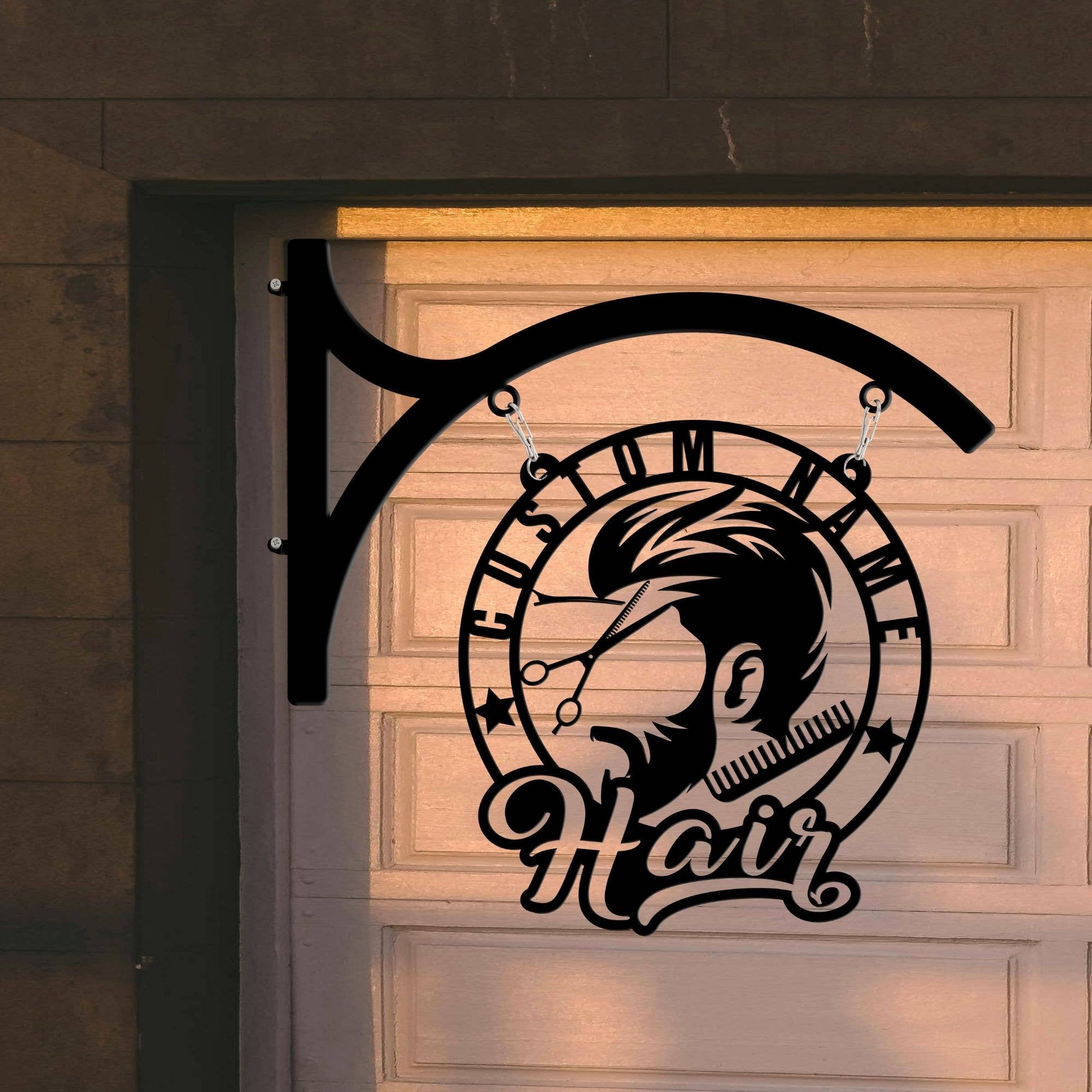 Craftnamesign Custom Barber Shop Metal Wall Hanging Sign, Outdoor ...