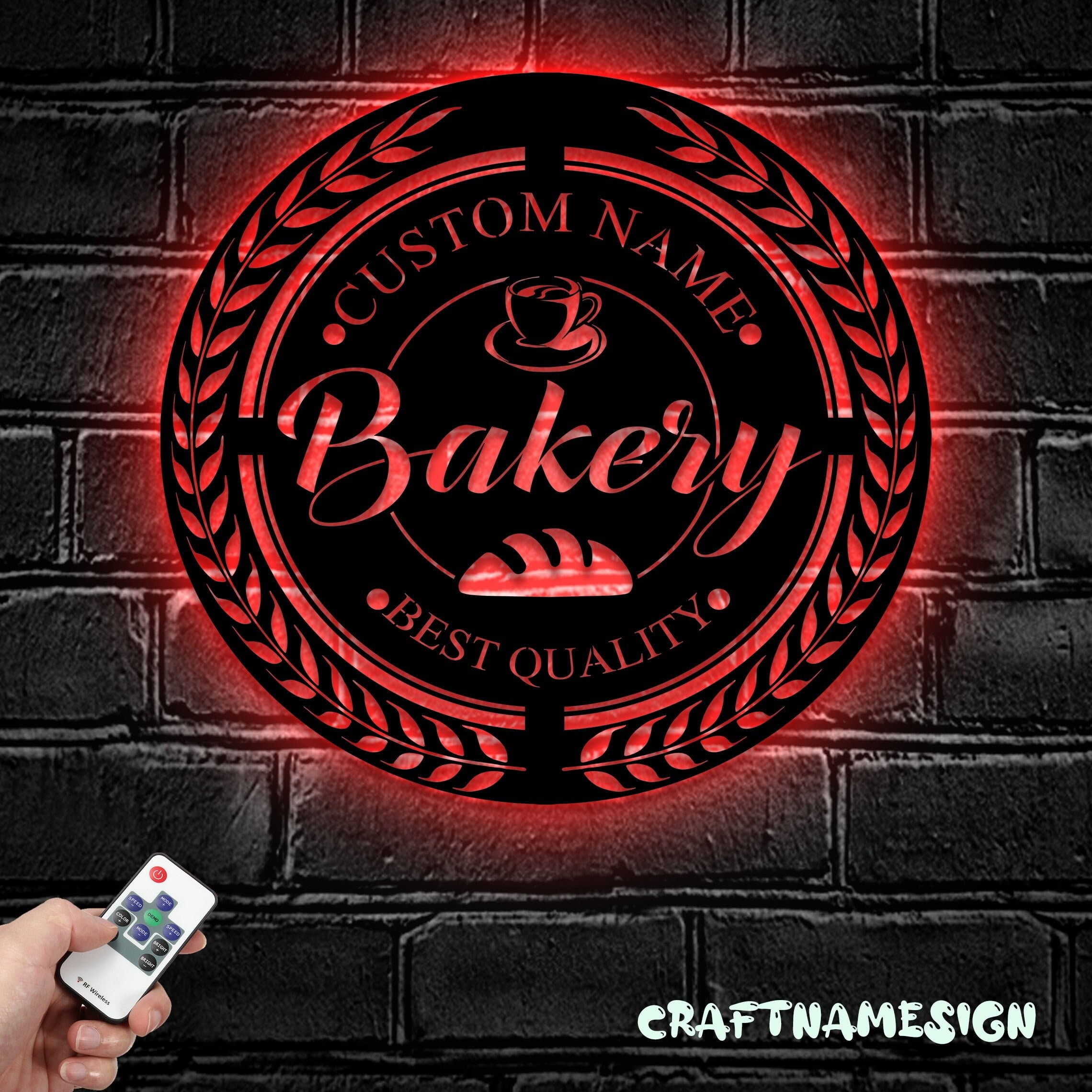 Craftnamesign Custom Barkery Cake Metal Wall Art Led Light ...