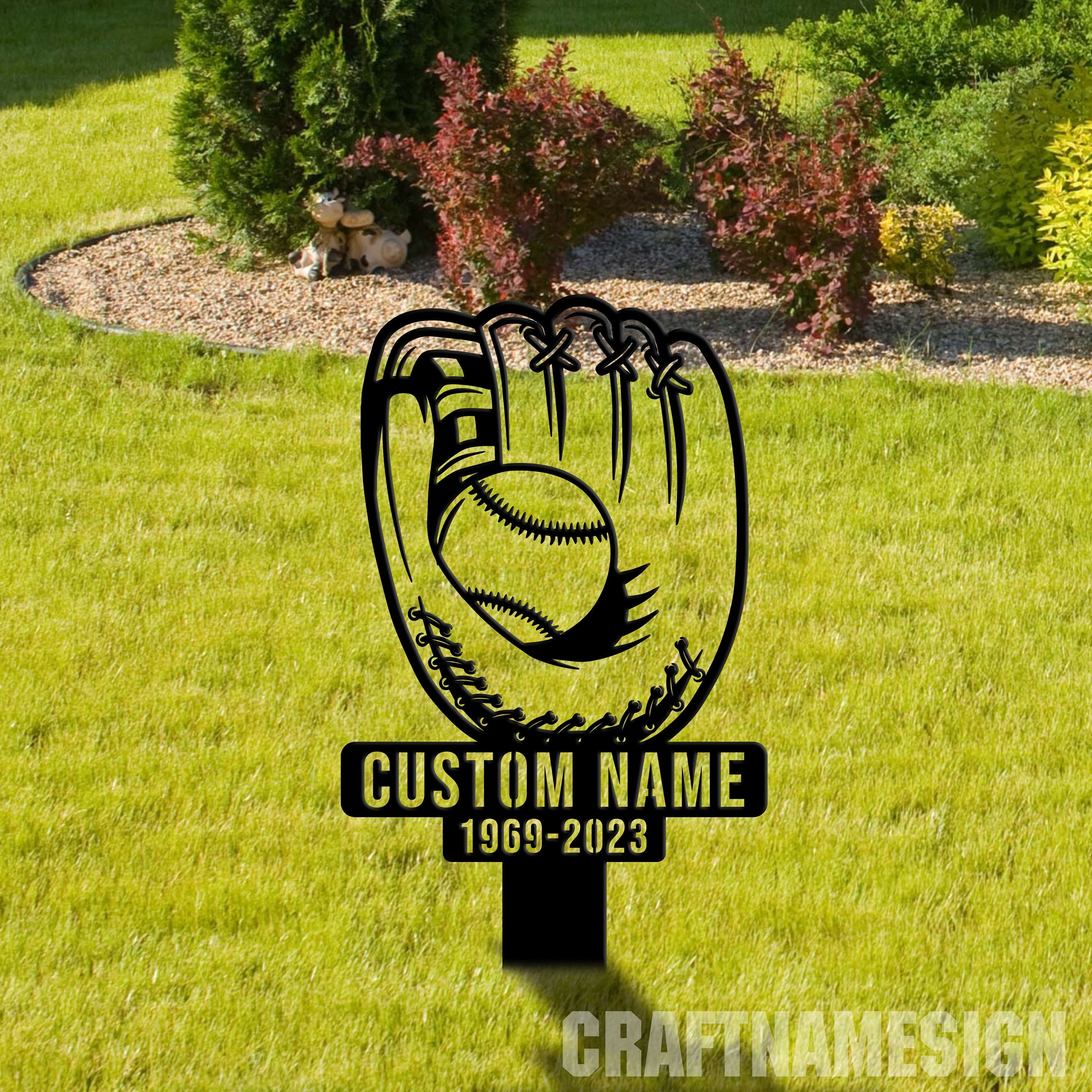 Craftnamesign Custom Baseball Glove Memorial Stake, Baseball Player ...