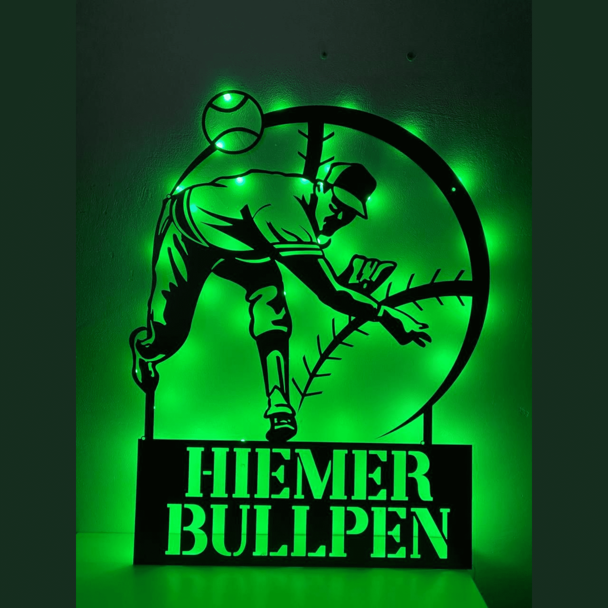 Craftnamesign Custom Baseball Metal Wall Art LED Lights, Baseball ...