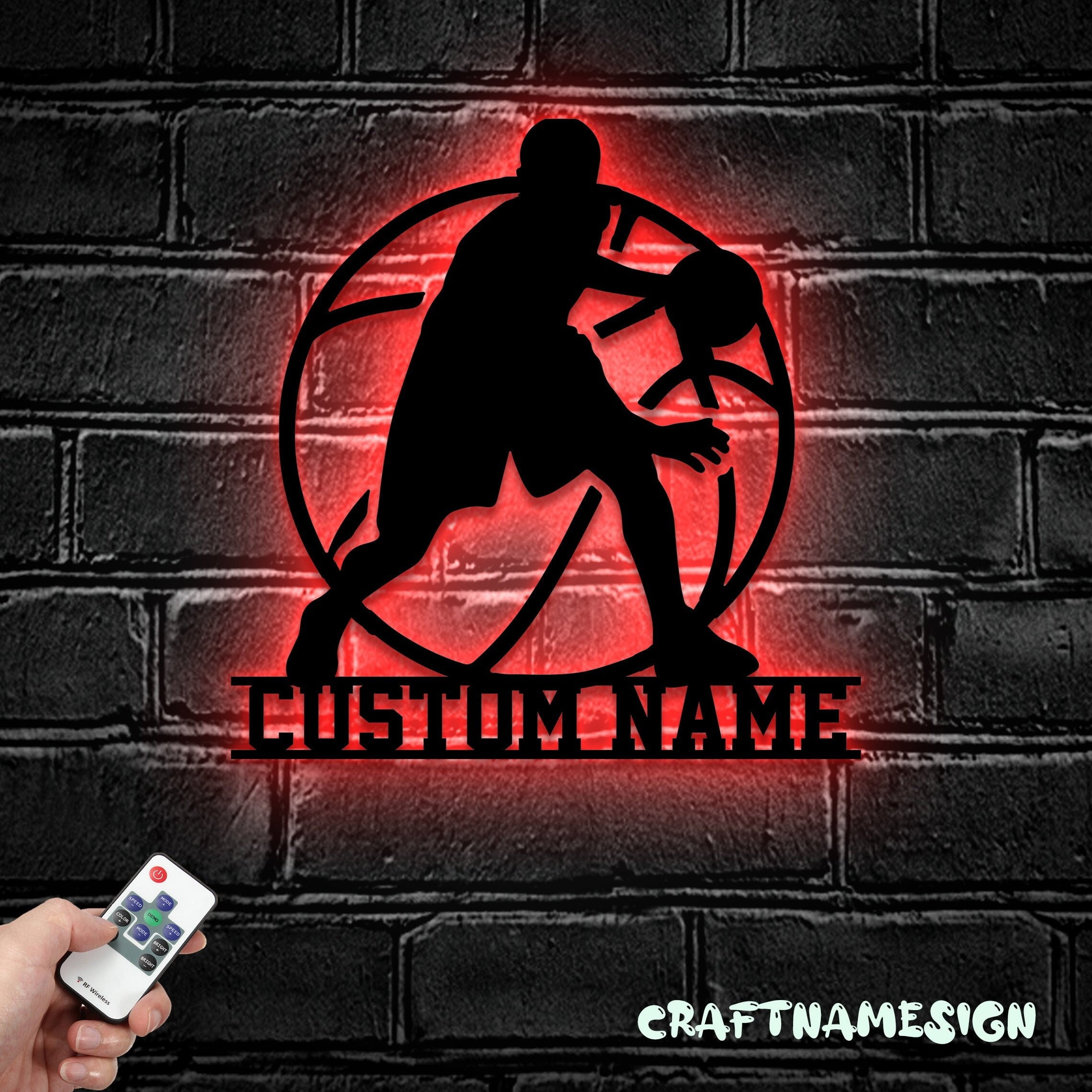 Craftnamesign Custom Baseball Metal Wall Art Led Light, Personalized ...