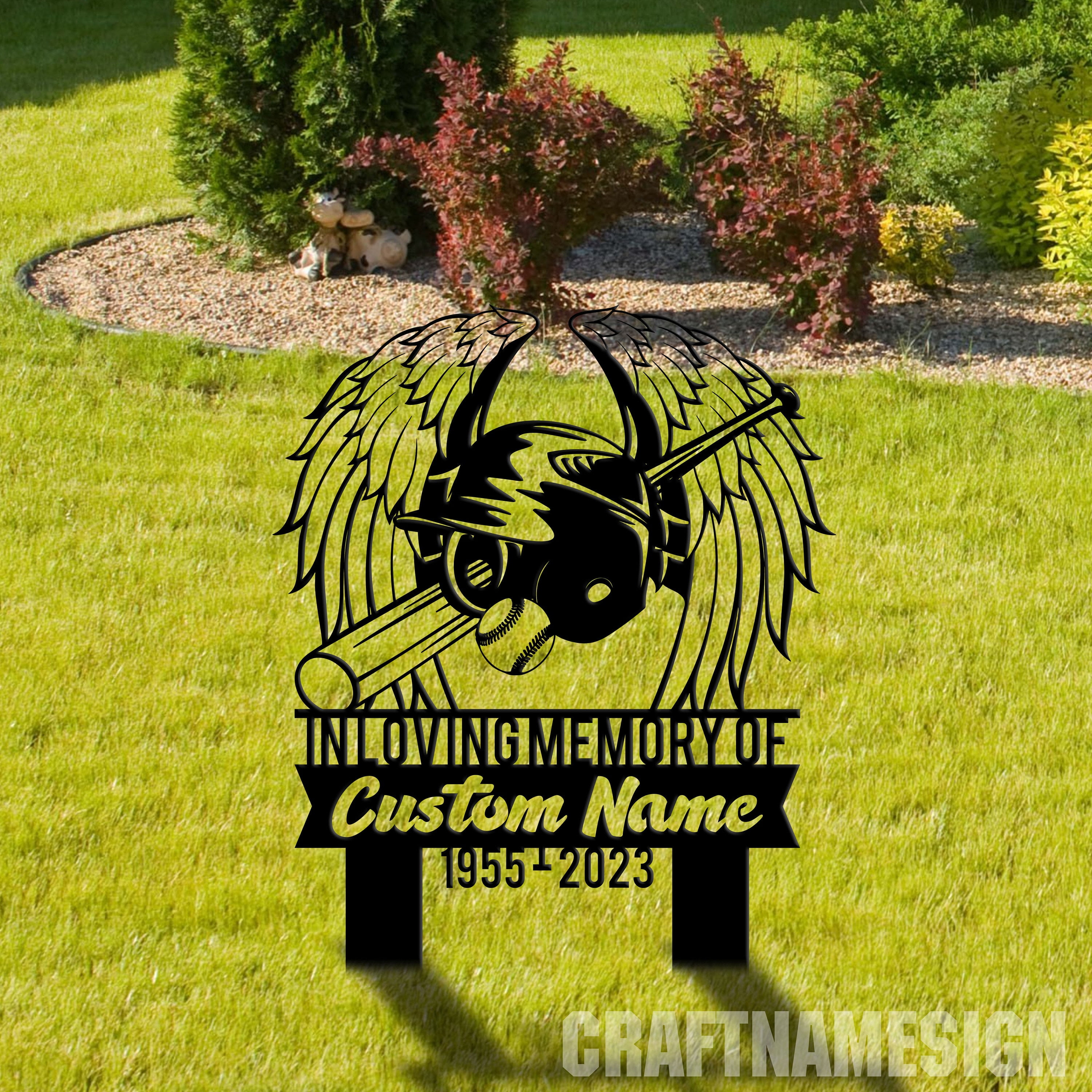Craftnamesign Custom Baseball Player Metal Memorial Stake, Baseball ...