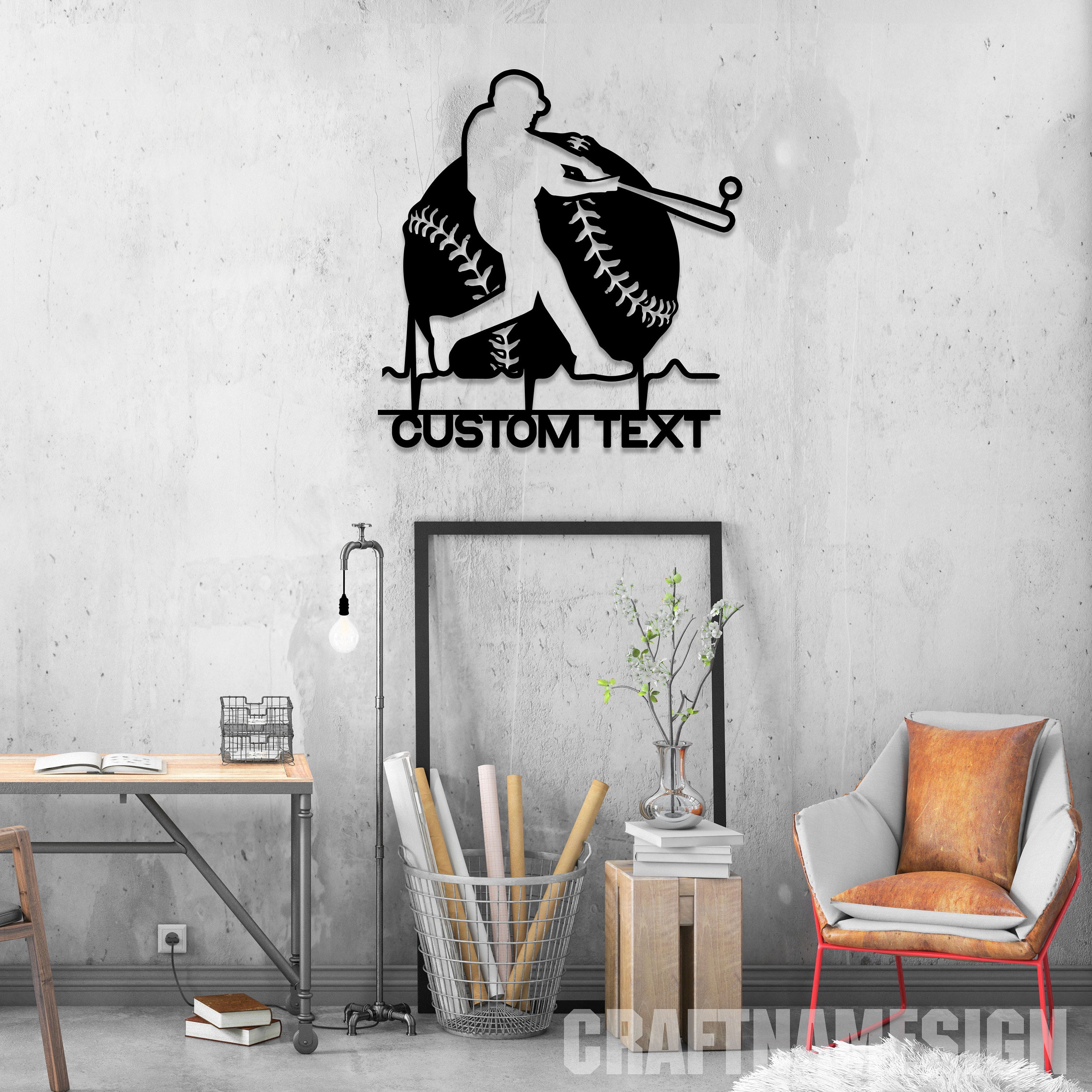 Craftnamesign Custom Baseball Player Metal Sign LED Light, Softball ...