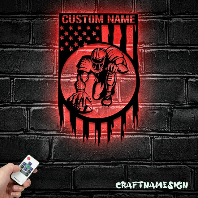 Craftnamesign Custom Baseball Player Metal Wall Art Led Light, Custom ...