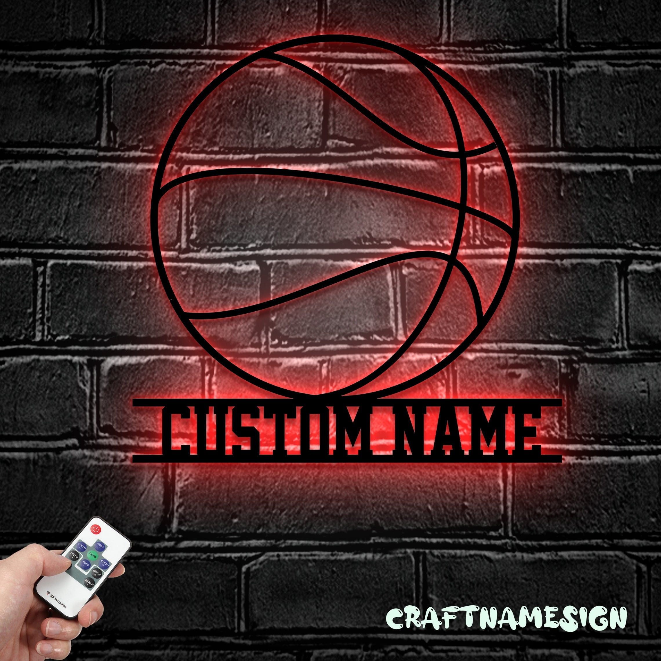 Craftnamesign Custom Basketball Ball Metal Wall Art LED Light ...