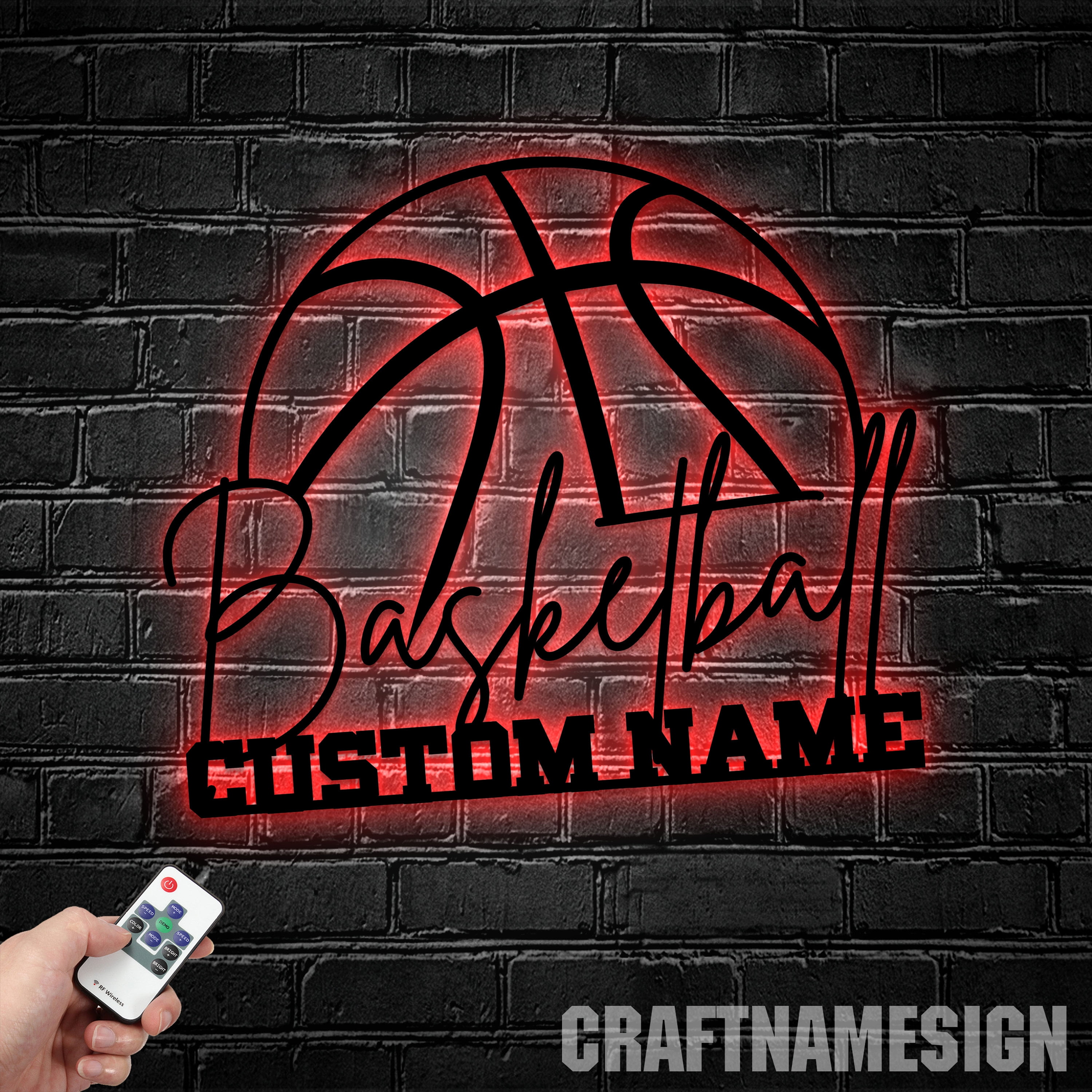 Craftnamesign Custom Basketball Metal Wall Art Led Light, Basketball ...