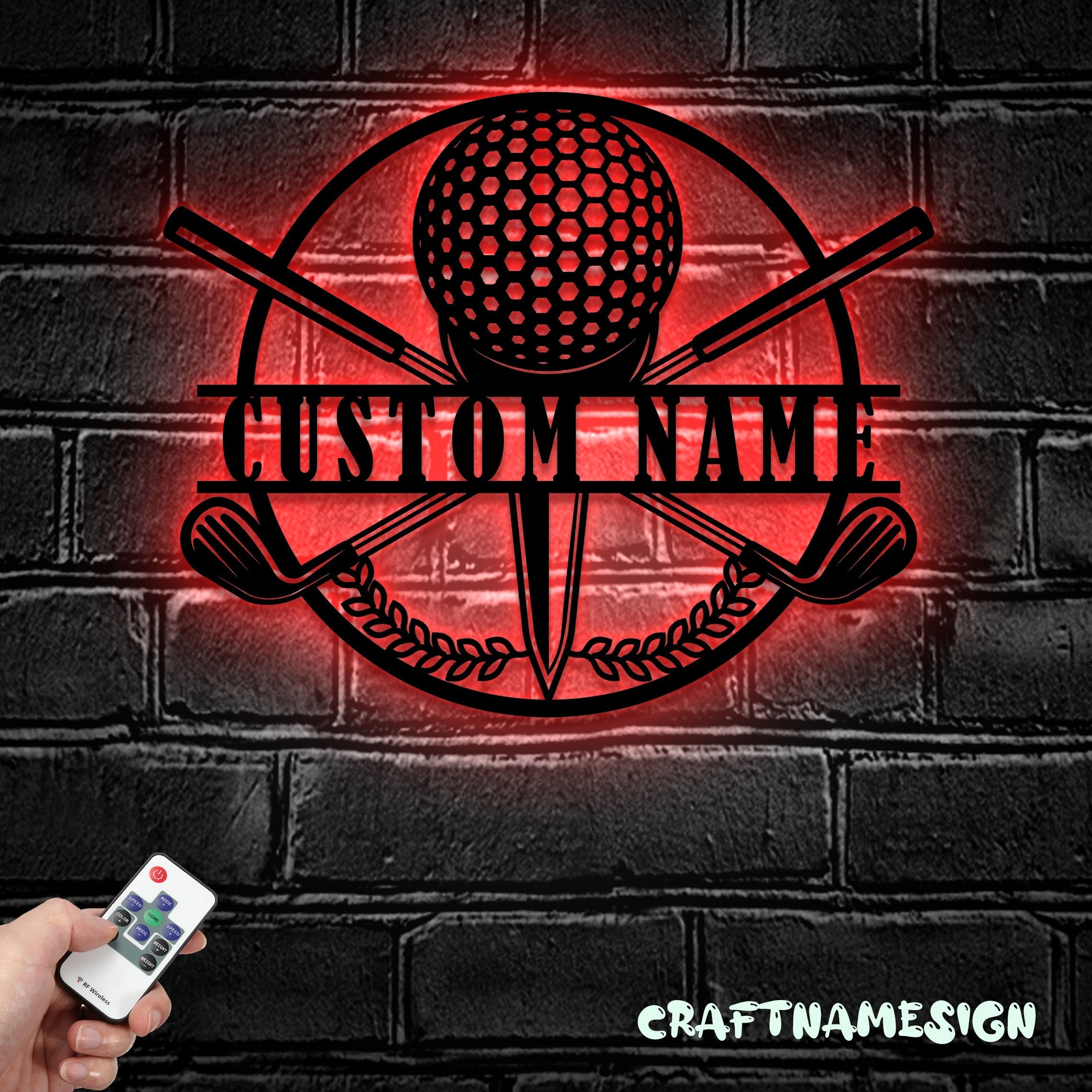 Craftnamesign Custom Golfing Metal Wall Art LED Light, Custom Golfer ...