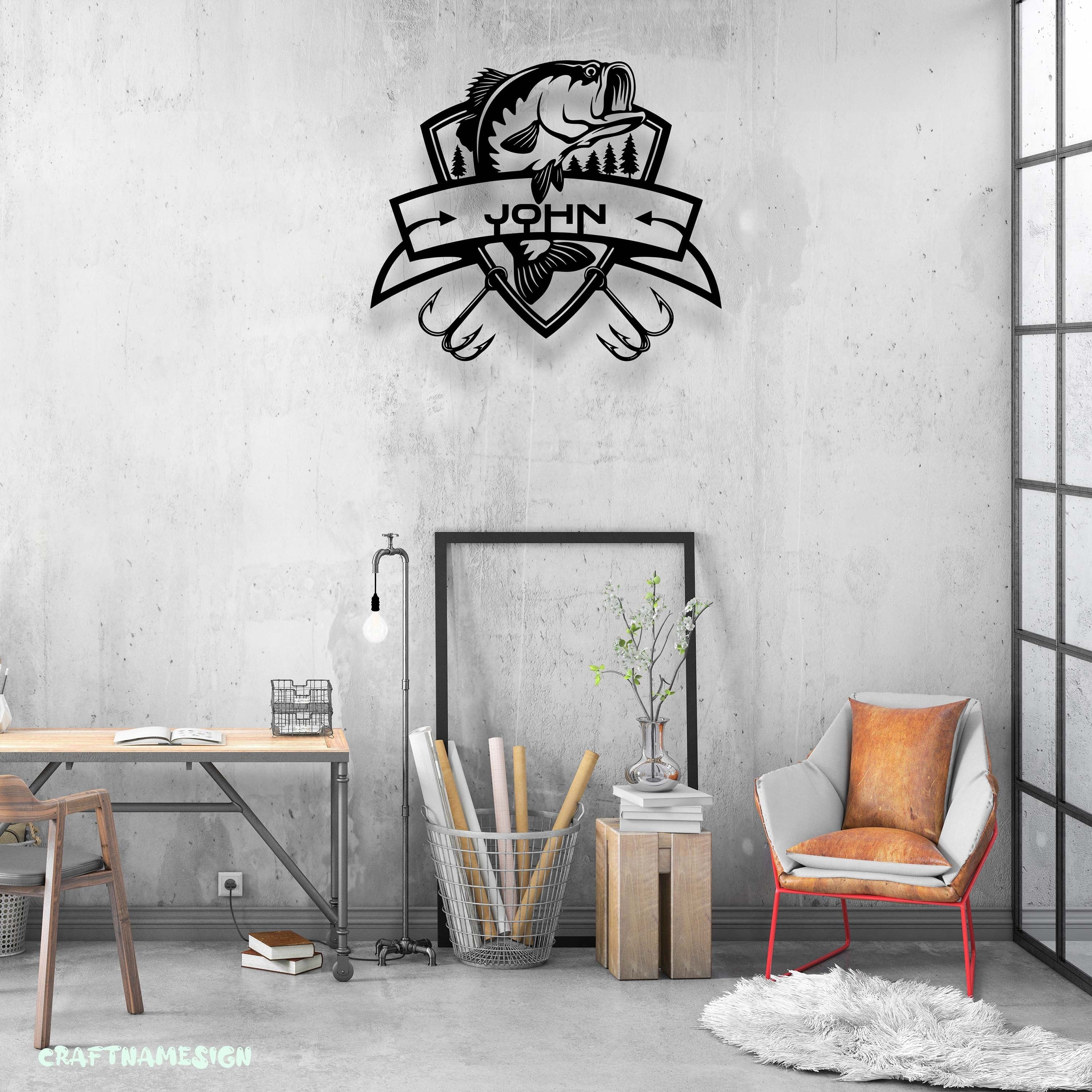 Craftnamesign Custom Bass Fishing Metal Wall Art LED Light, Custom Bass ...