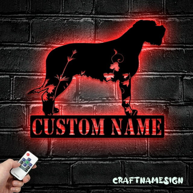 Craftnamesign Custom FLoral Irish Wolfhound Metal Wall Art LED Light ...