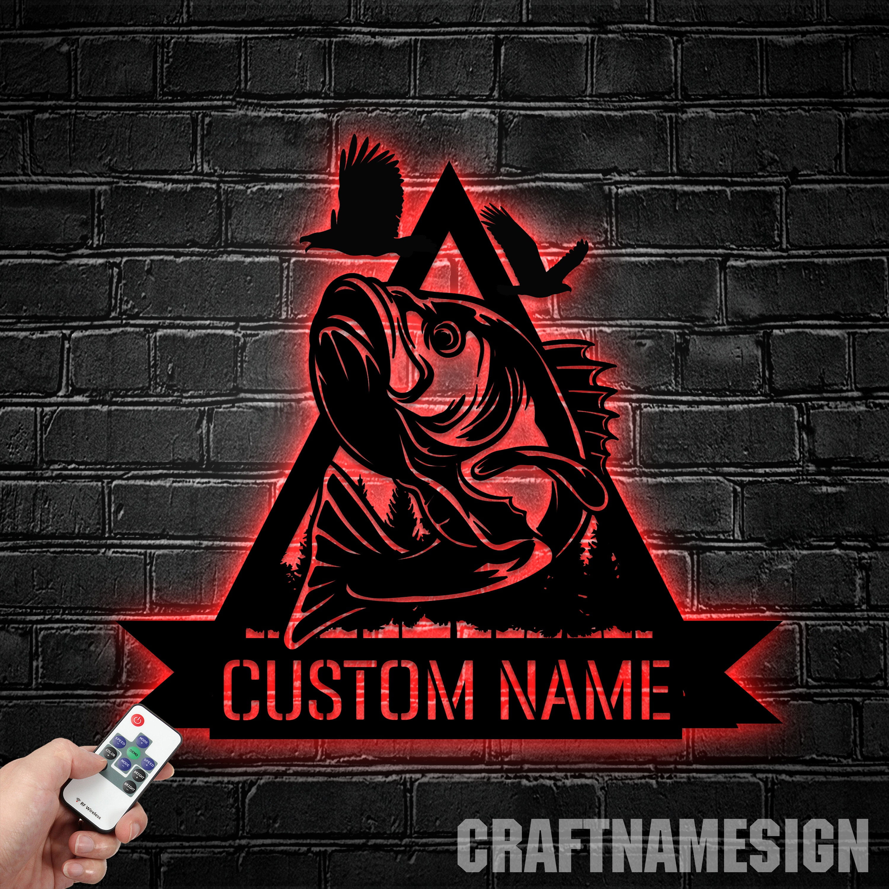 Craftnamesign Custom Bass Fishing Metal Wall Art LED Light ...