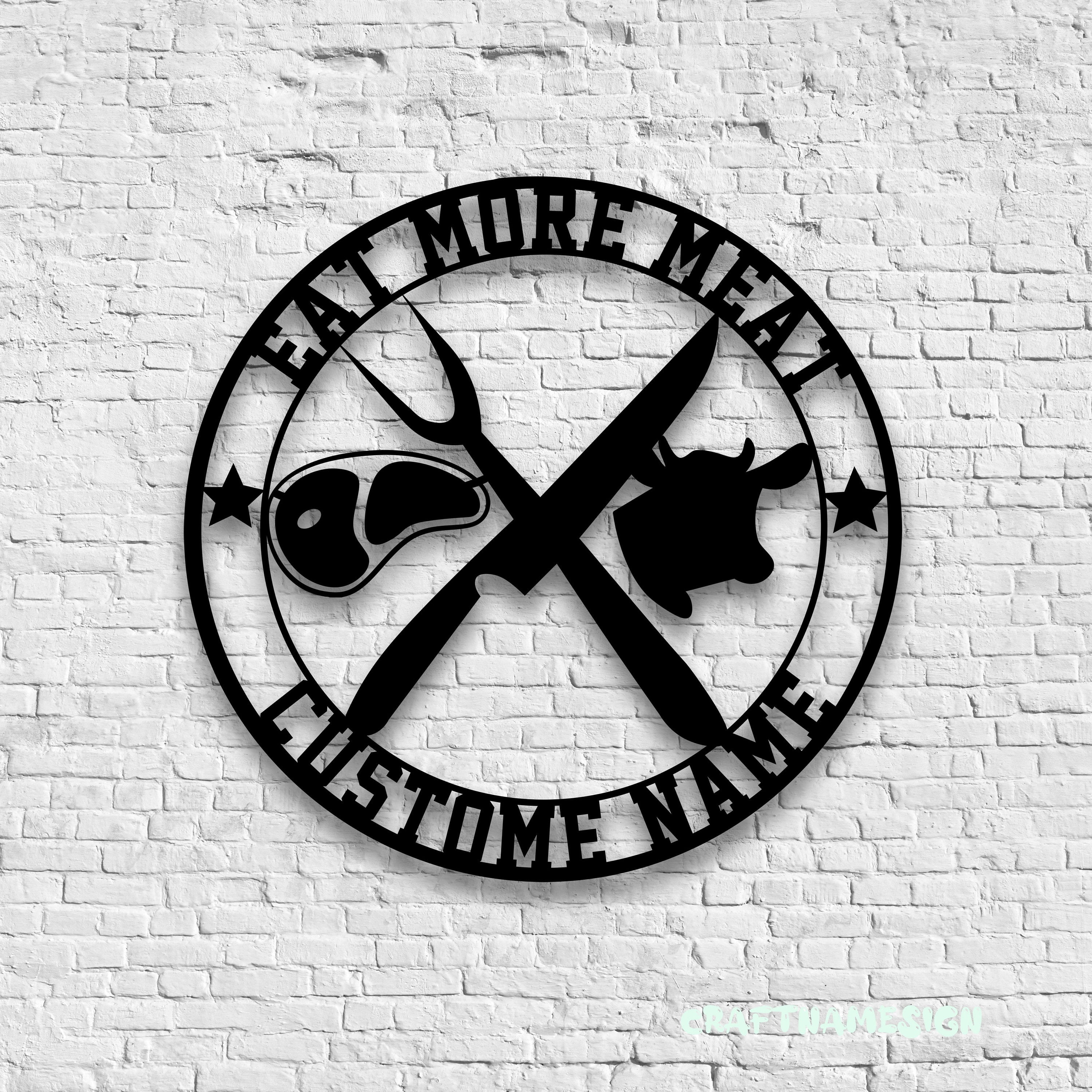 Craftnamesign Custom Beef Meat Shop Metal Wall Art LED Light ...