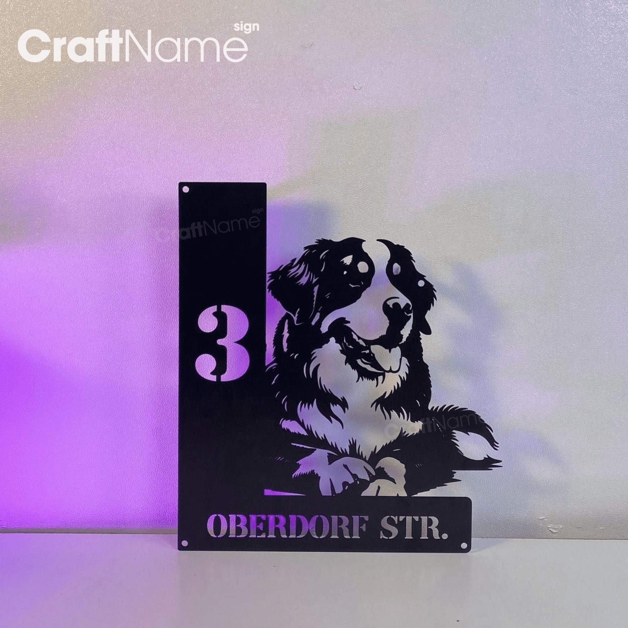 Craftnamesign Custom Bernese Mountain Dog Metal Address Sign, House ...