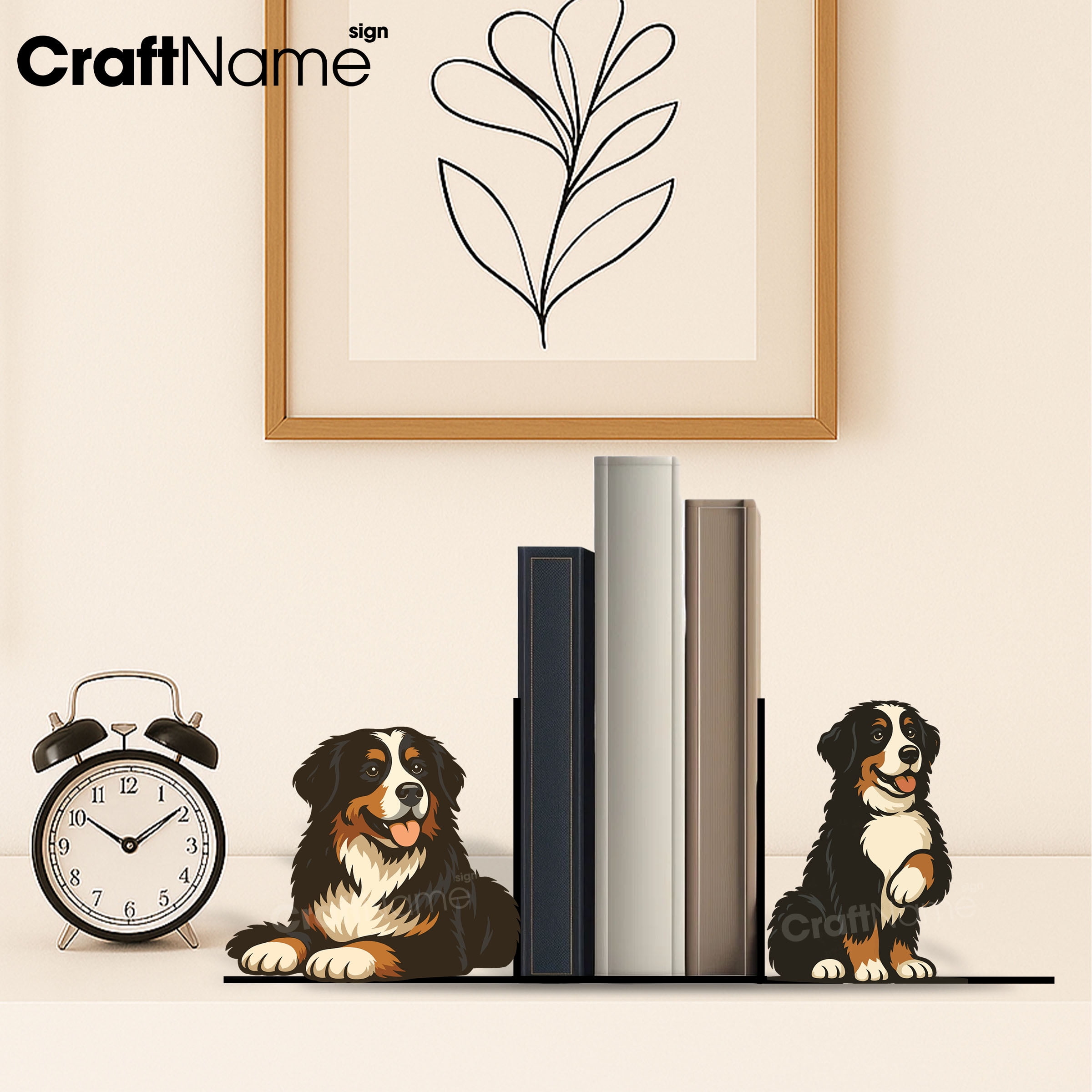 Craftnamesign Custom Bernese Mountain Dog Metal Bookend, Book Stand for ...