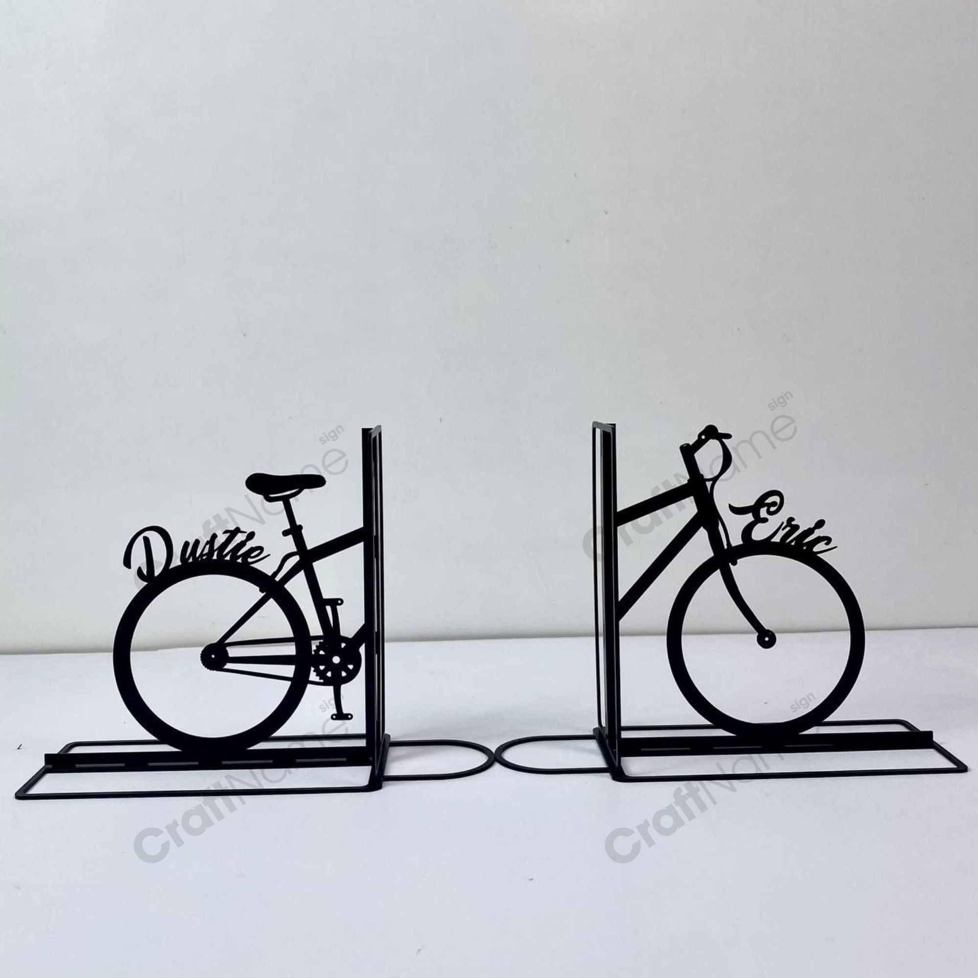 Craftnamesign Custom Bicycle Bookends for Shelves, Bicycle Book ...