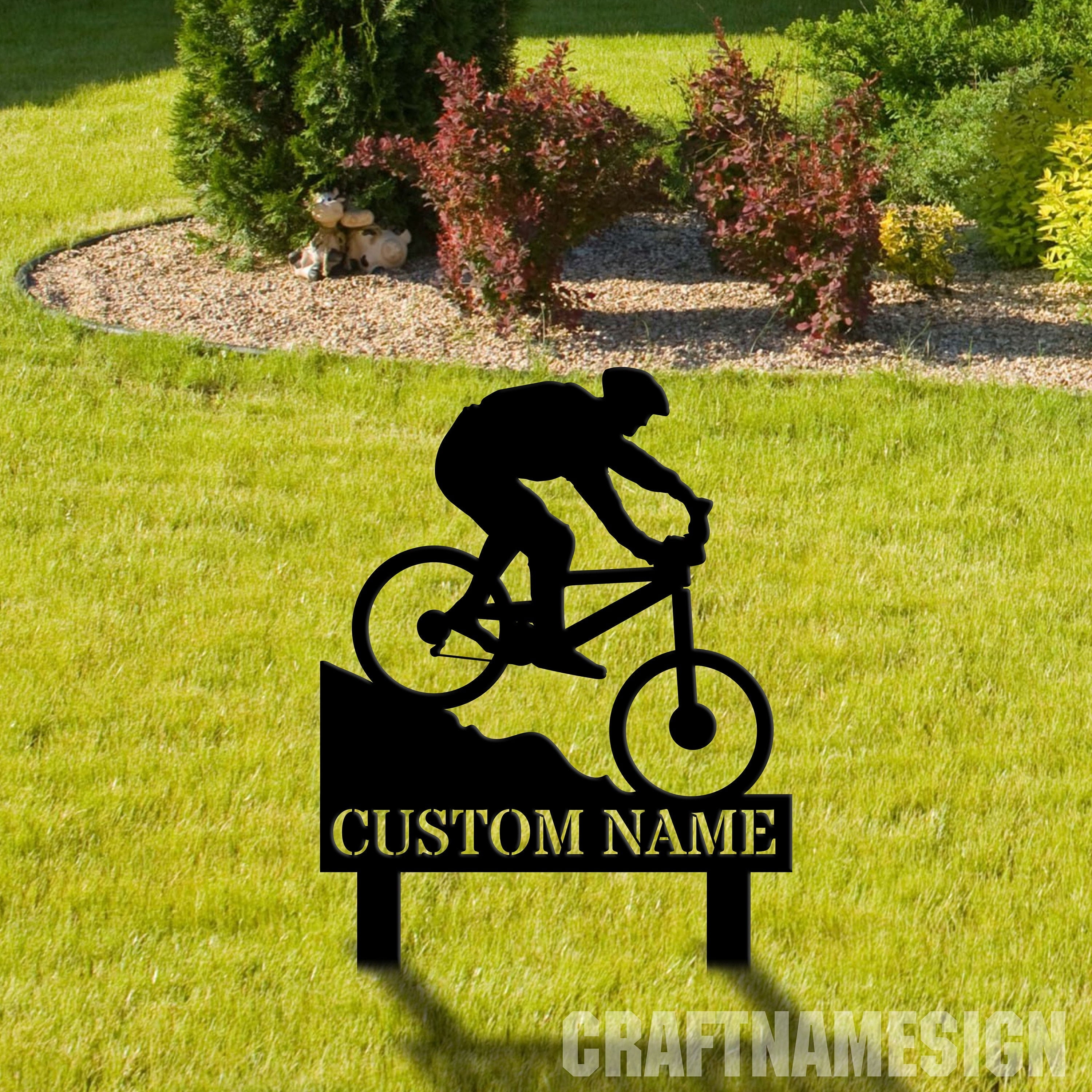 Craftnamesign Custom Bicycle Garden Stake, Bike Grave Marker, Biker ...