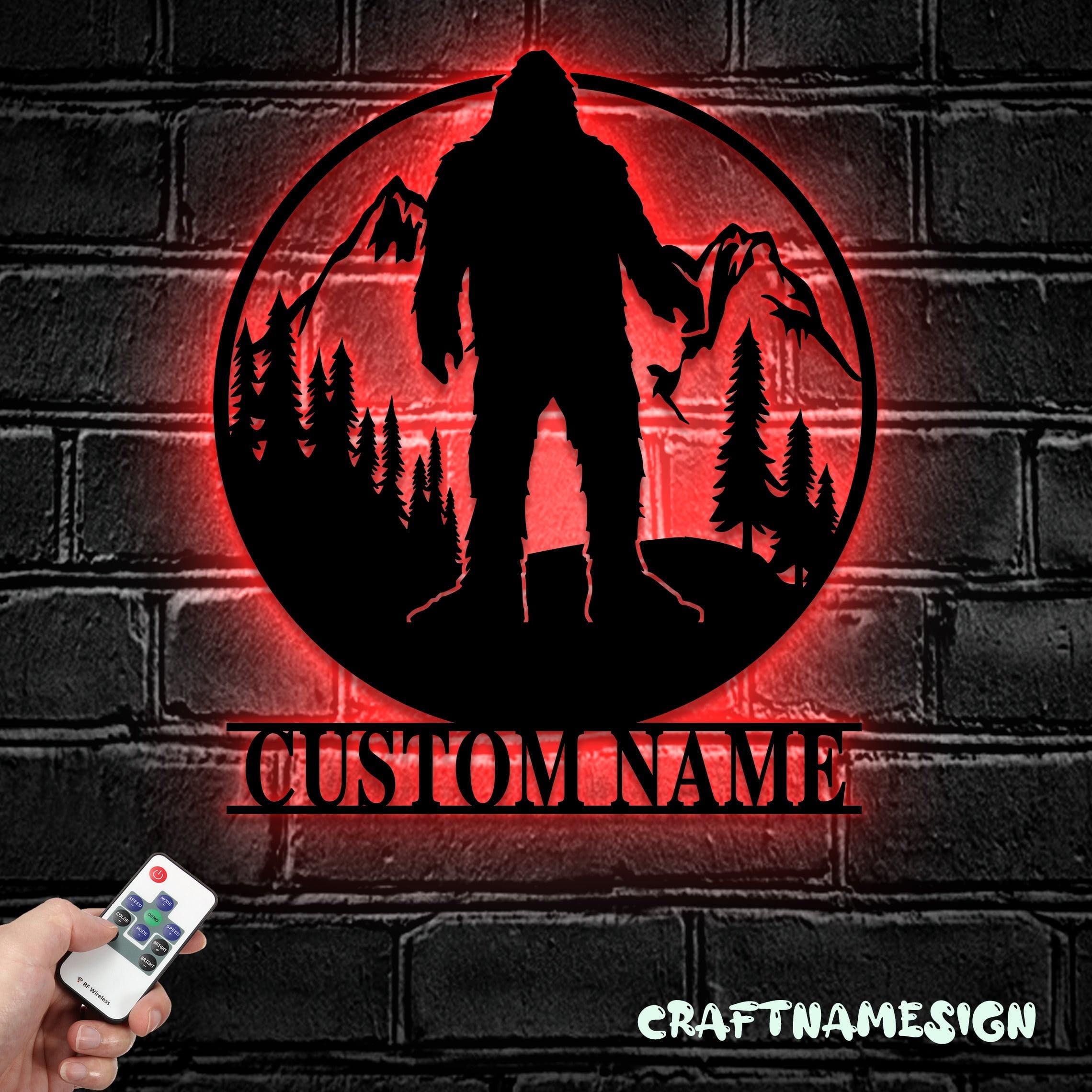 Craftnamesign Custom Bigfoot Metal Wall Art LED Light, Personalized ...
