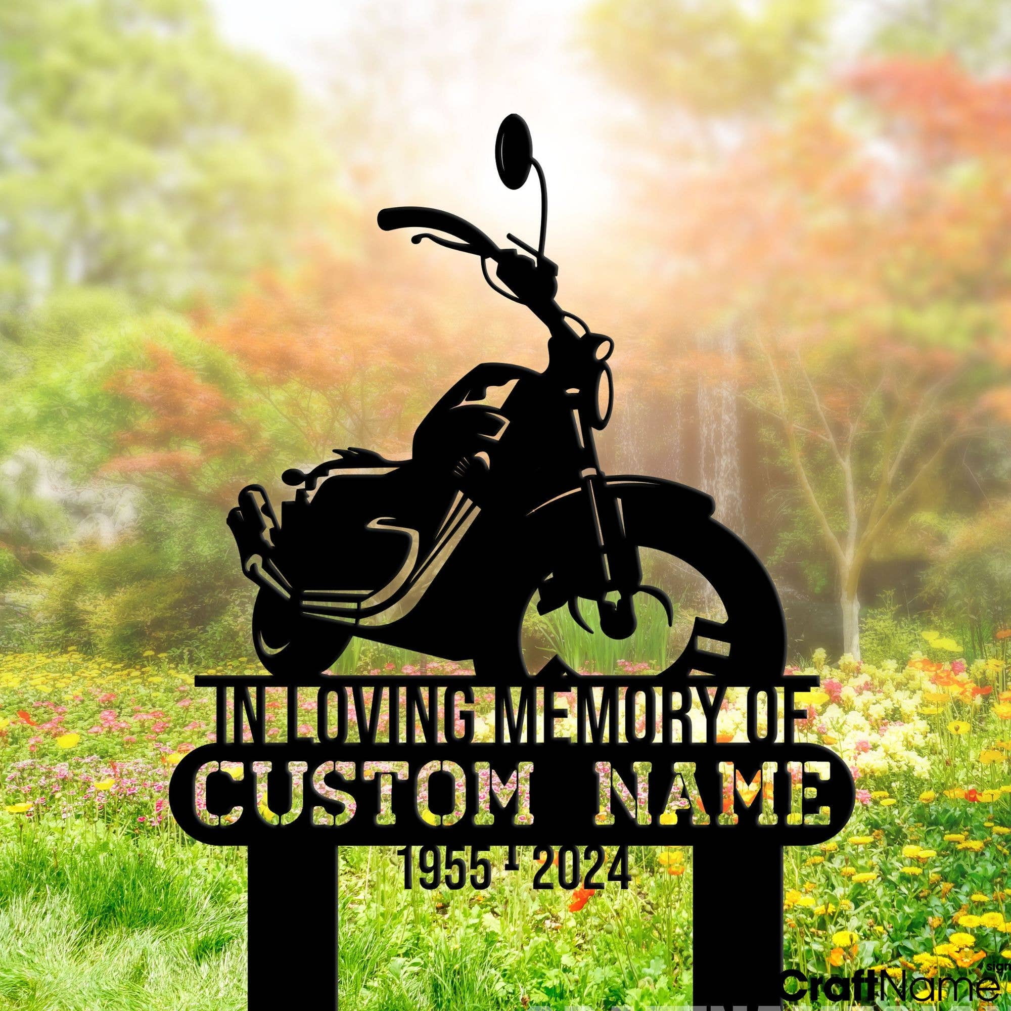 Craftnamesign Custom Biker Motorcycle Rider Memorial Stake, Memorial ...