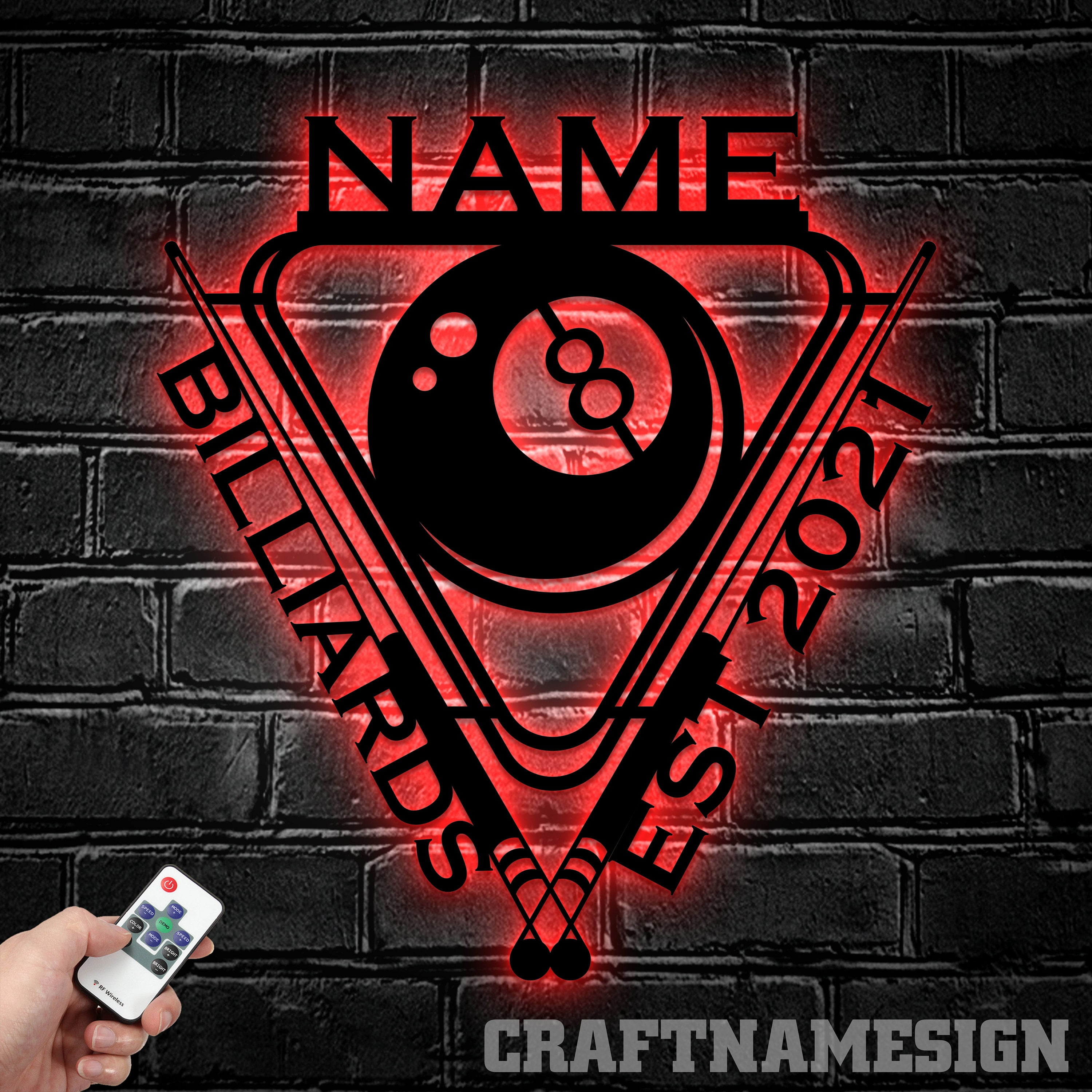 Craftnamesign Custom Billiards Club Metal Wall Art LED Light, Custom ...