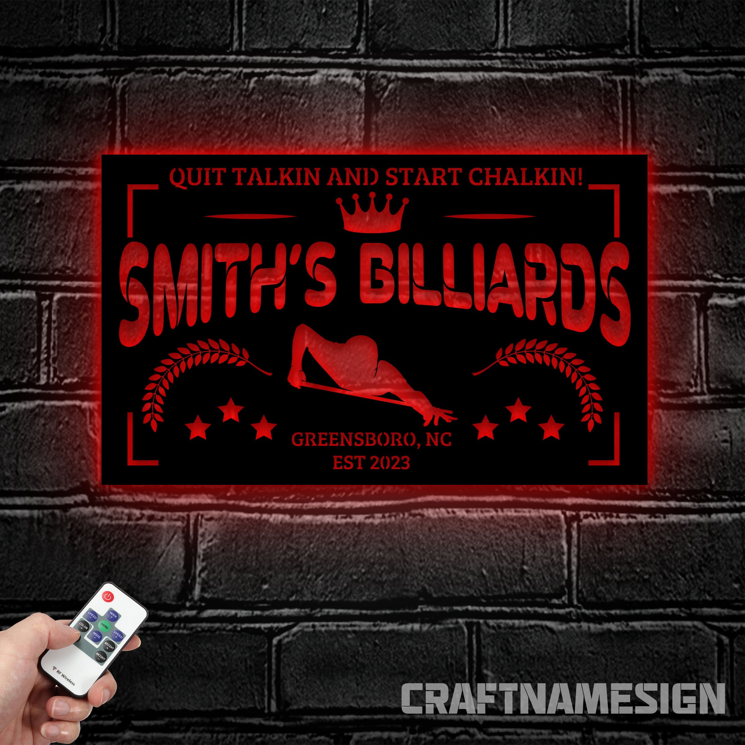 Craftnamesign Custom Billiards Metal LED Light, Custom Snooker Player ...