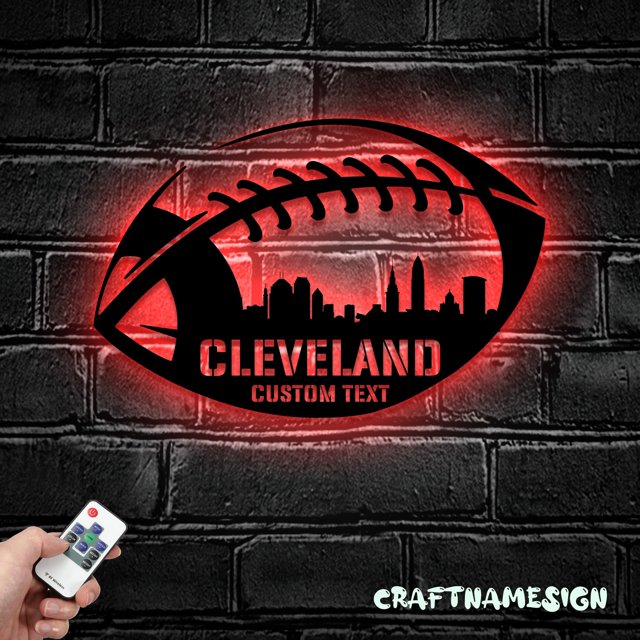 Craftnamesign Custom Cleveland Skyline Football Metal Sign LED Light ...
