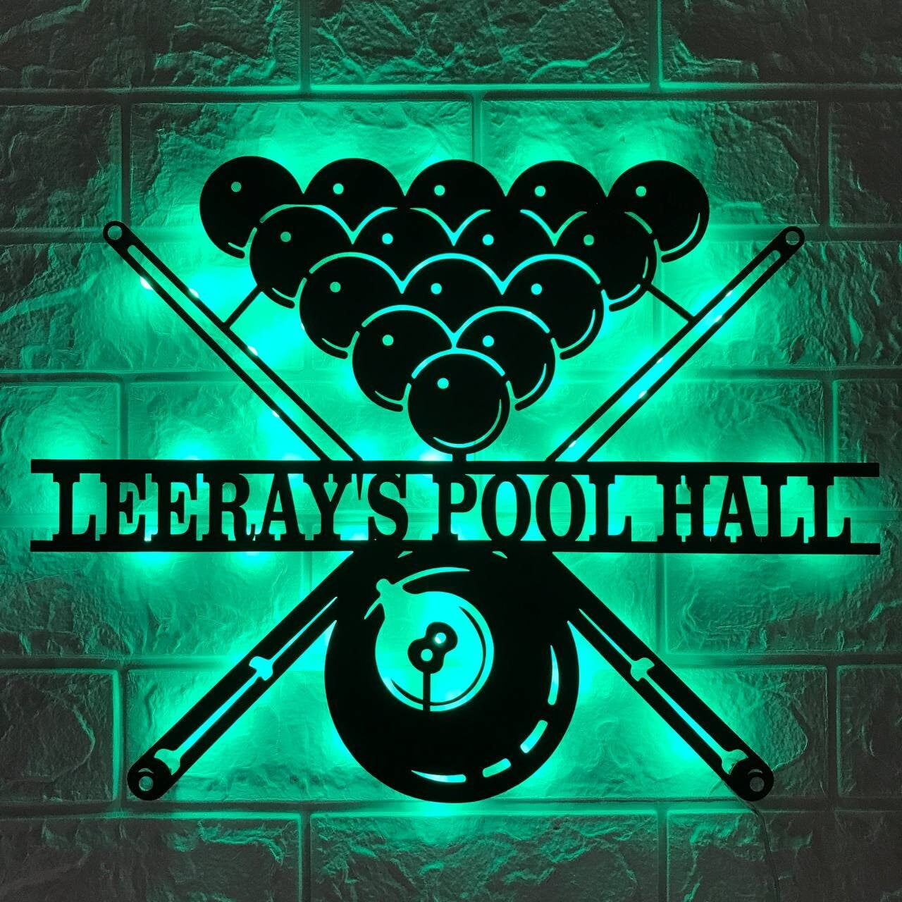 Craftnamesign Custom Billiards Metal Wall Art LED Light, Personalized ...