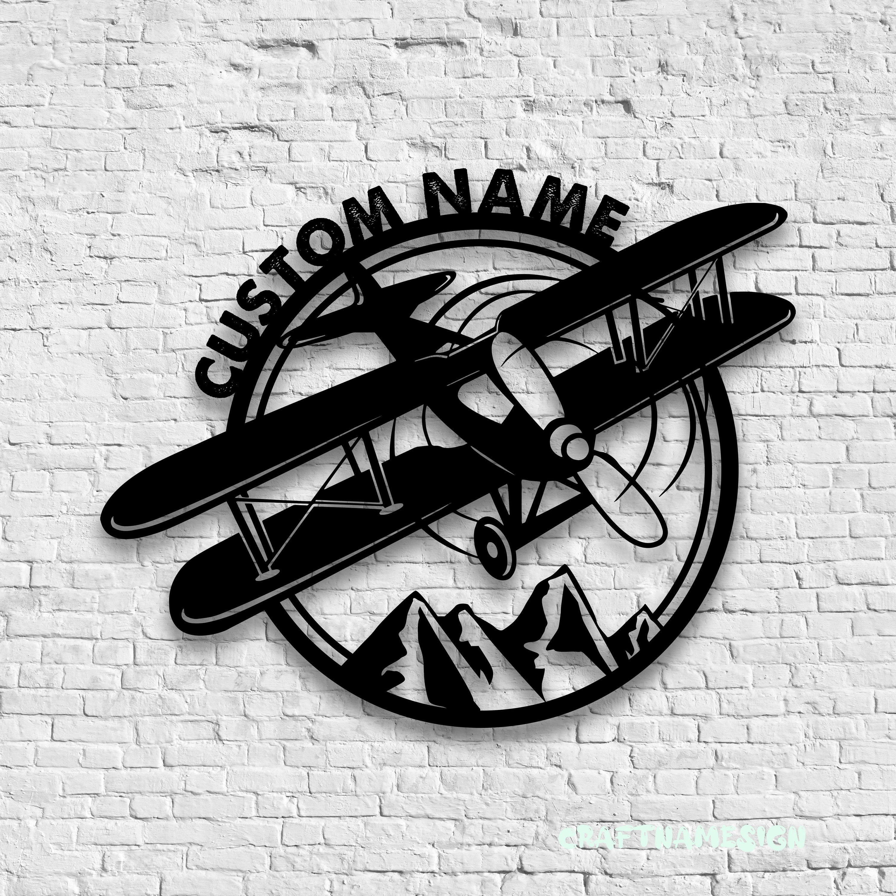 Craftnamesign Custom Biplane Airplane Metal Wall Art LED Light ...