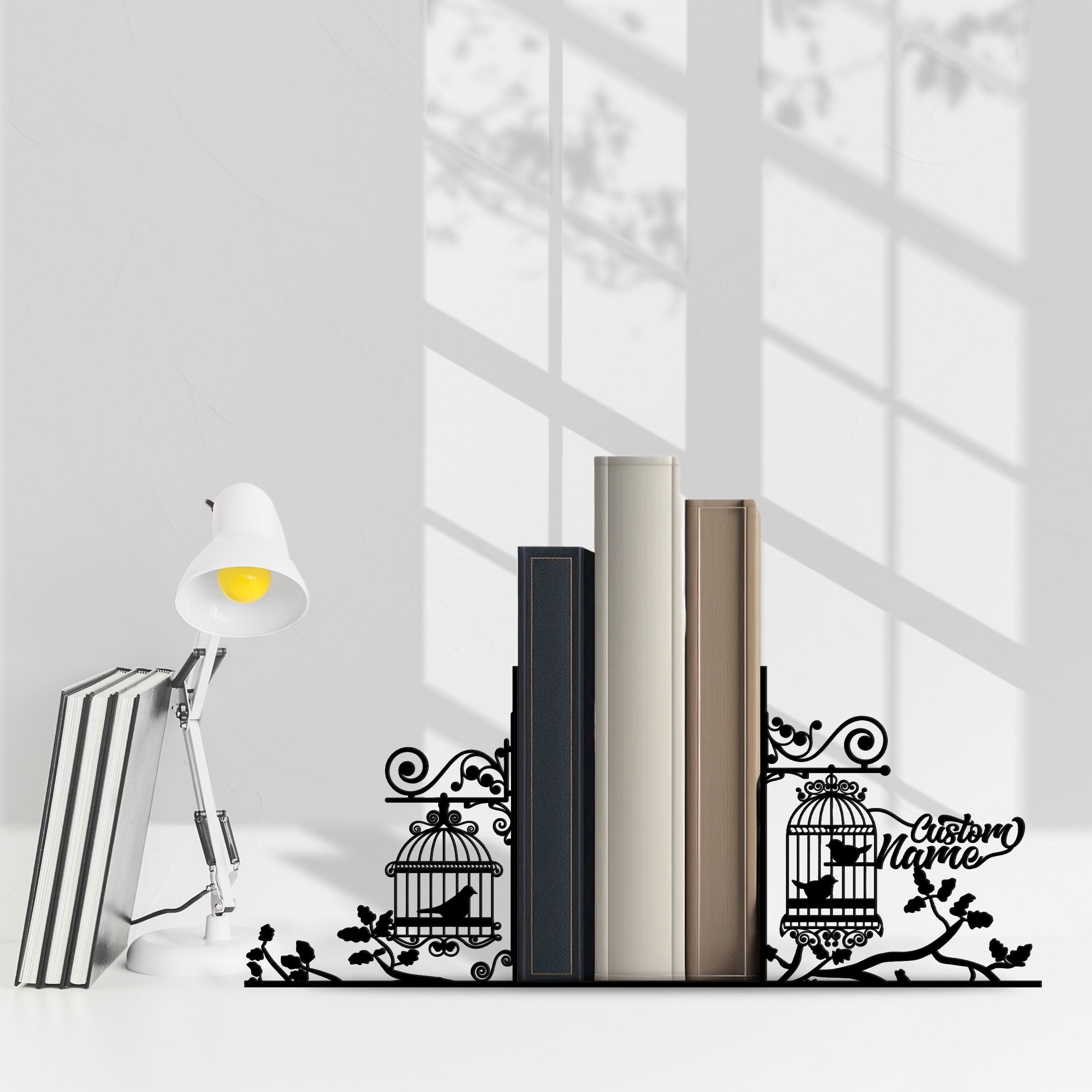 Craftnamesign Custom Bird Metal Bookends for Shelves, Metal Book Shelf ...