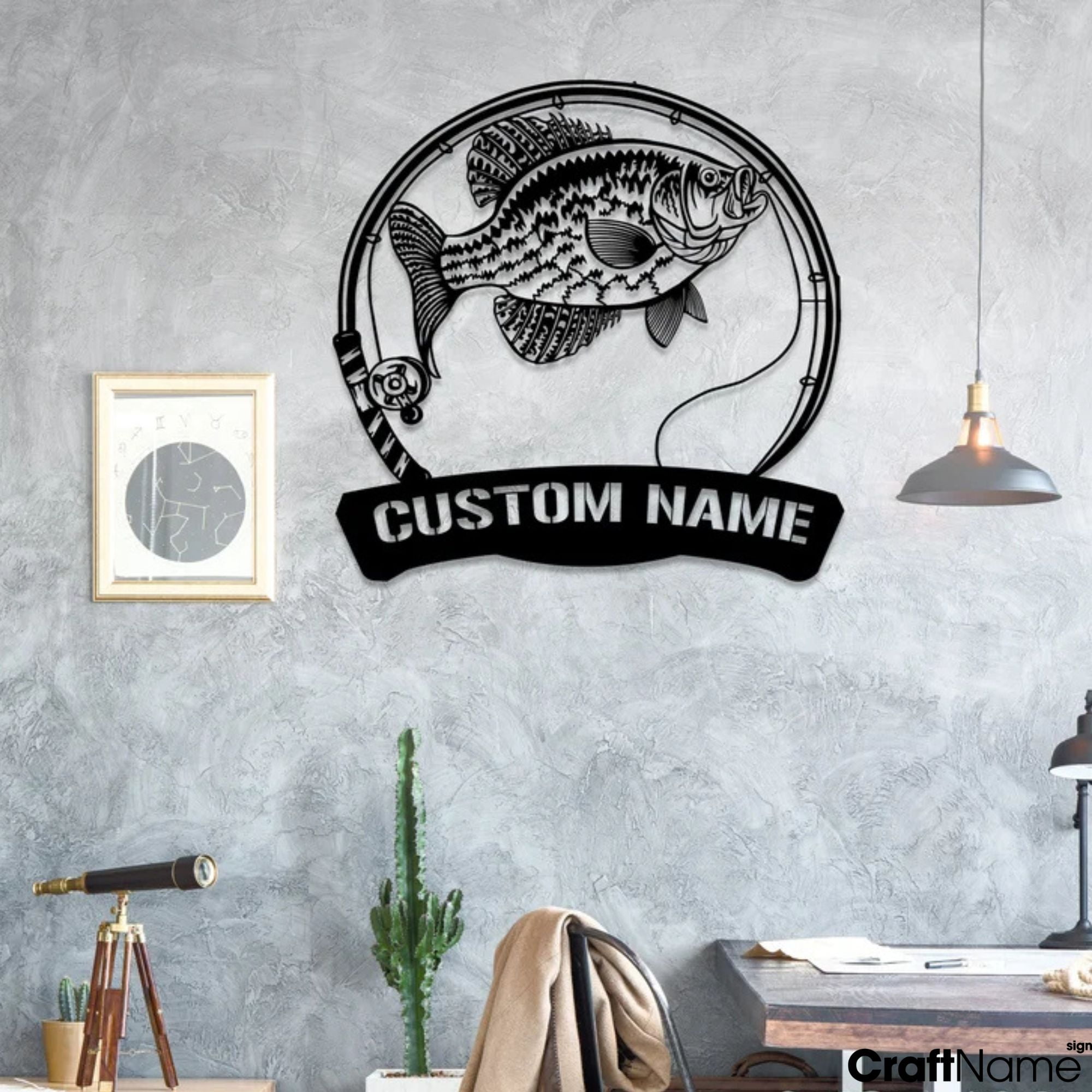 Craftnamesign Custom Black Crappie Freshwater Fish Metal Sign Wall Art ...
