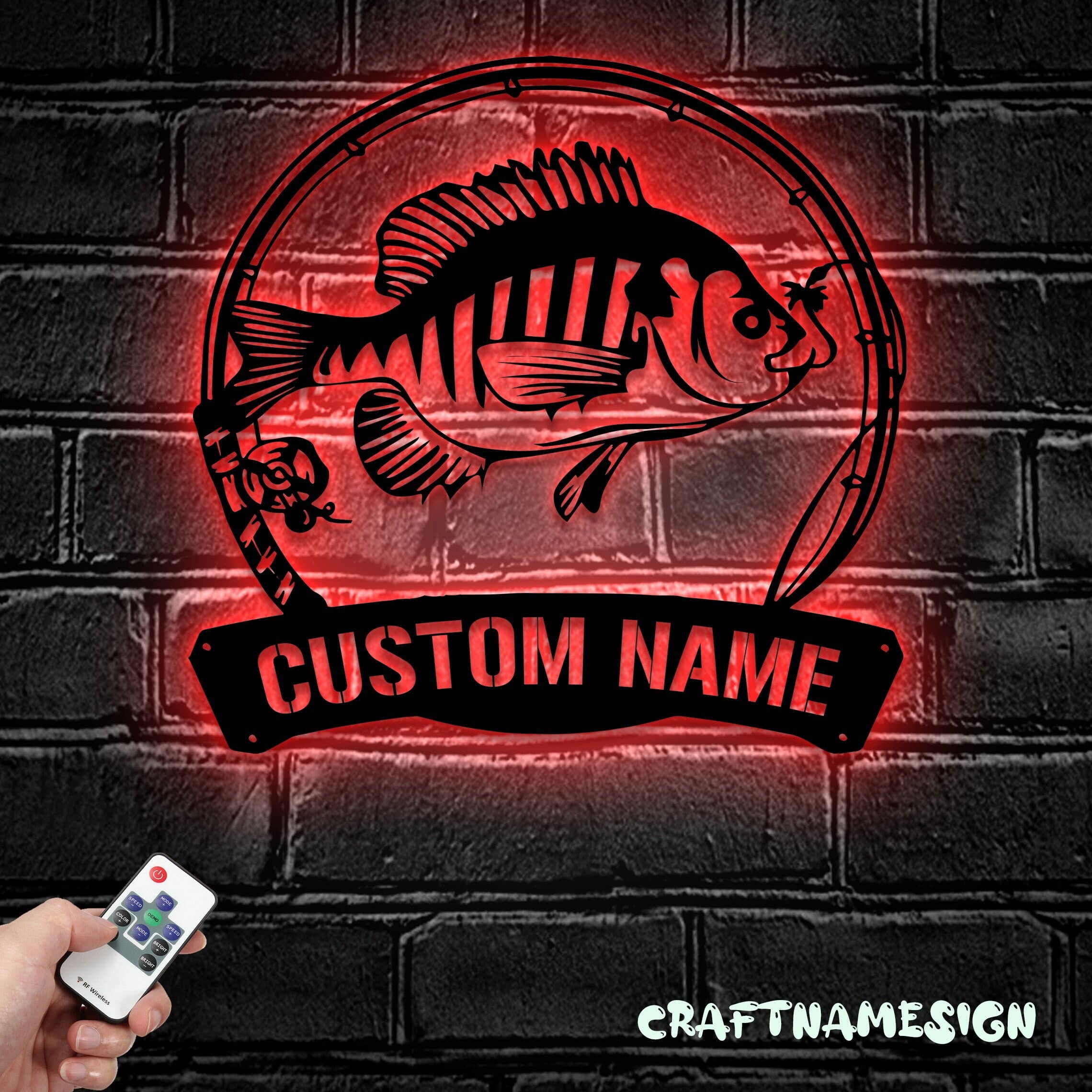 Craftnamesign Custom Bluegill Fish Fishing Metal Sign LED Light ...