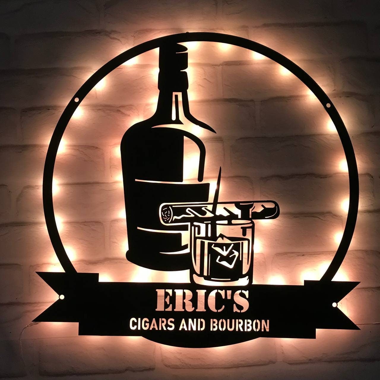 Craftnamesign Custom Bourbon Cigar Metal Wall Art, Custom Bar Pub Sign ...