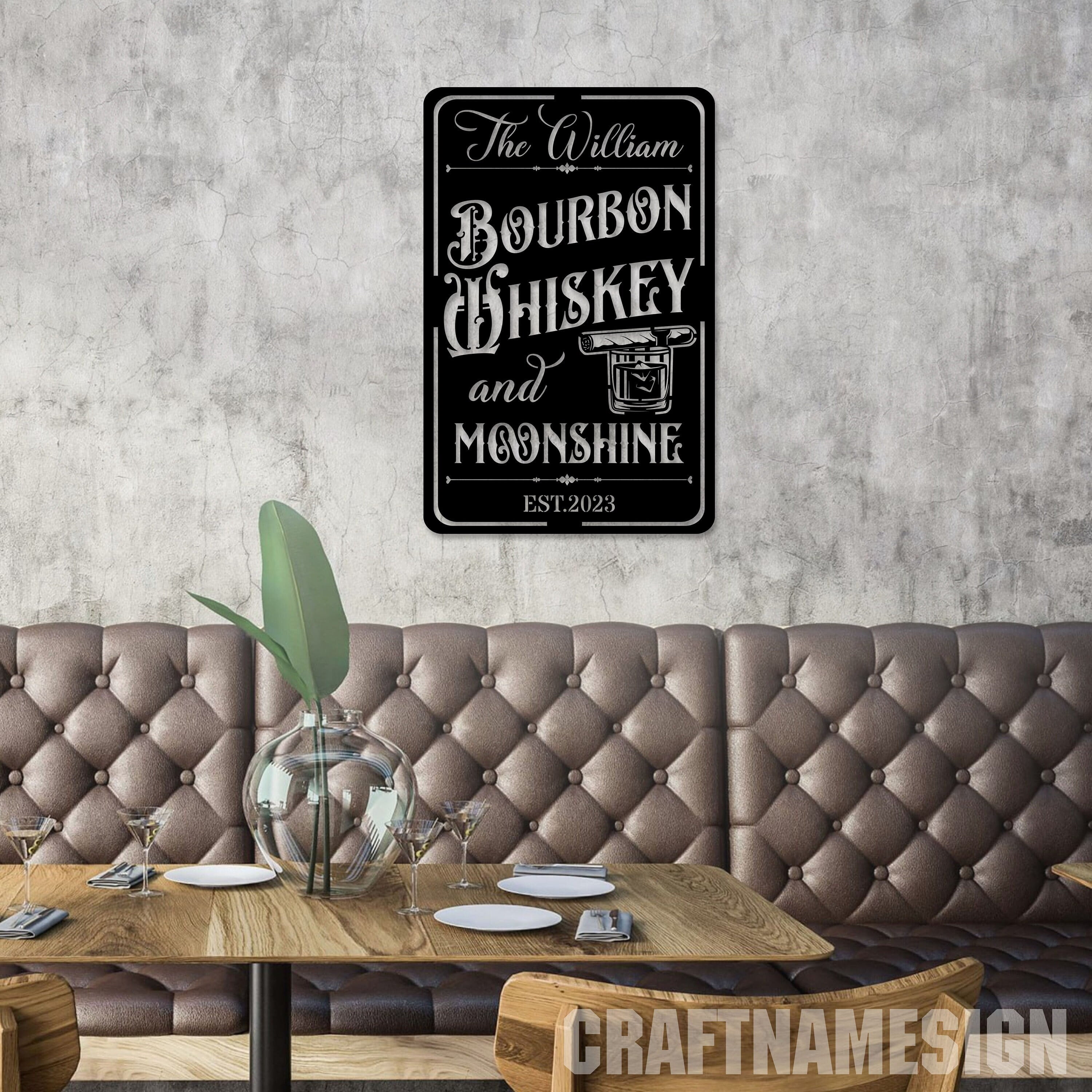 Craftnamesign Custom Bourbon Whiskey Metal Sign LED Light, Bourbon Bar ...