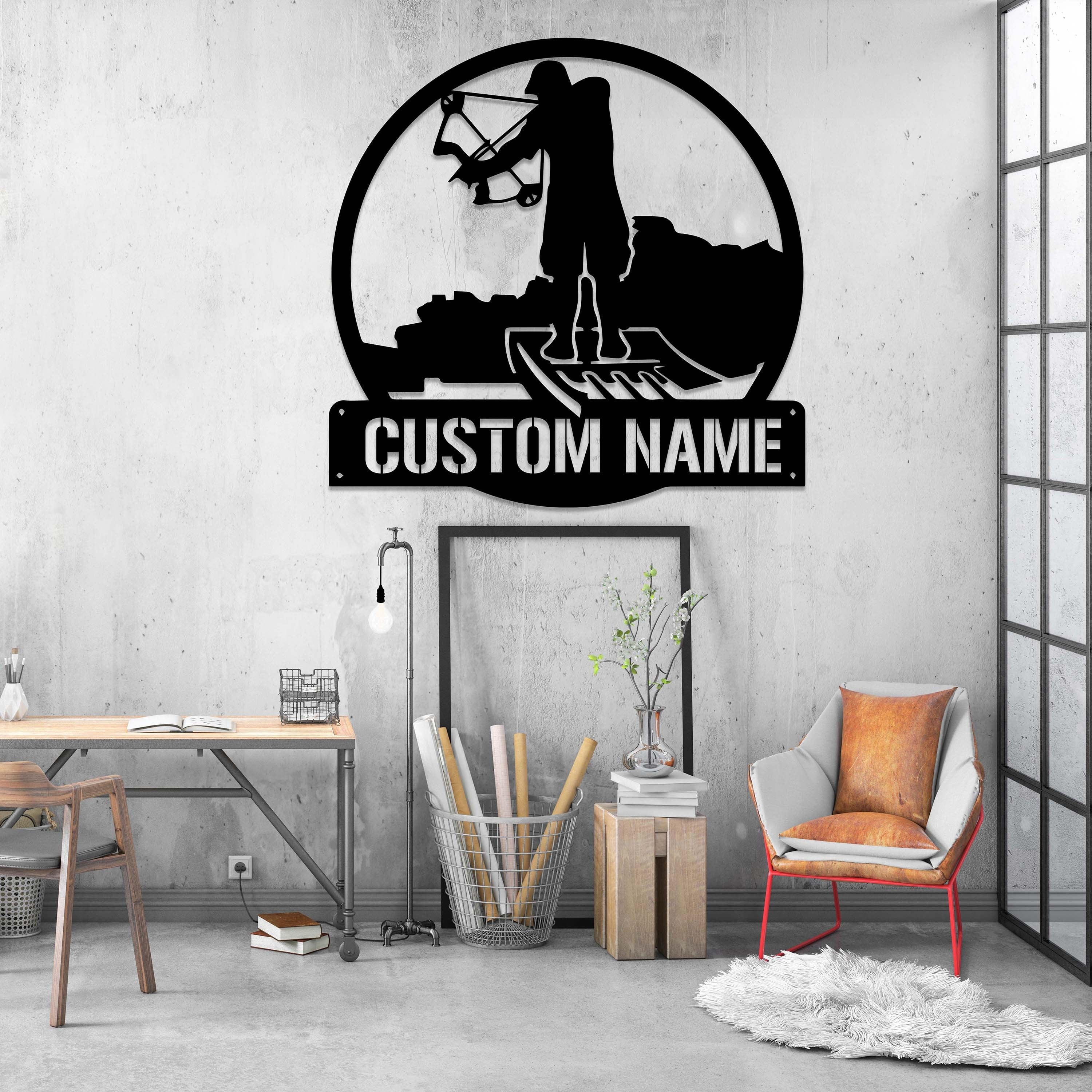 Craftnamesign Custom Bow Hunter Metal Wall Art LED Light, Custom Bow ...