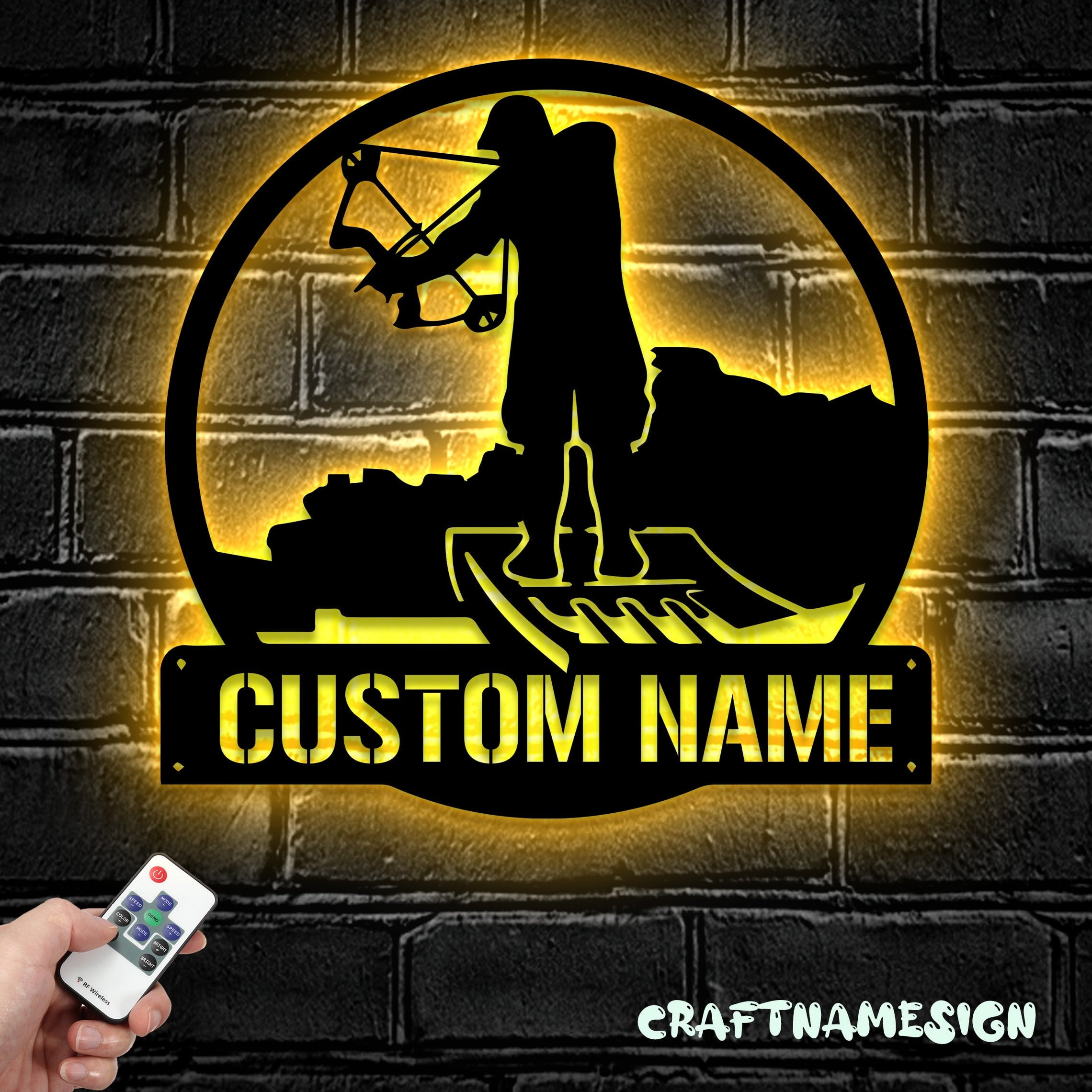 Craftnamesign Custom Bow Hunter Metal Wall Art LED Lights, Personalized ...