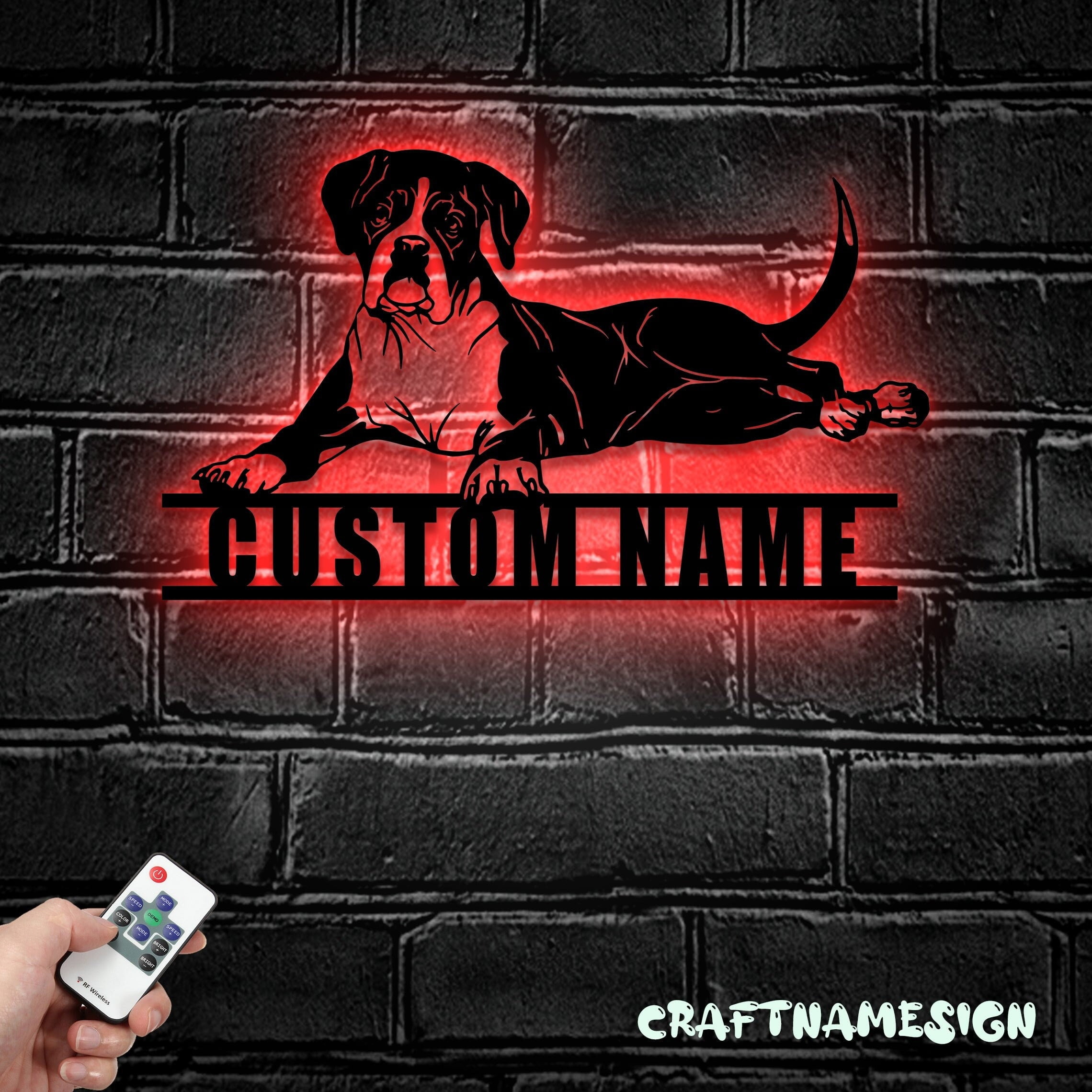 Craftnamesign Custom Boxer Metal Wall Art LED Light, Personalized Boxer ...