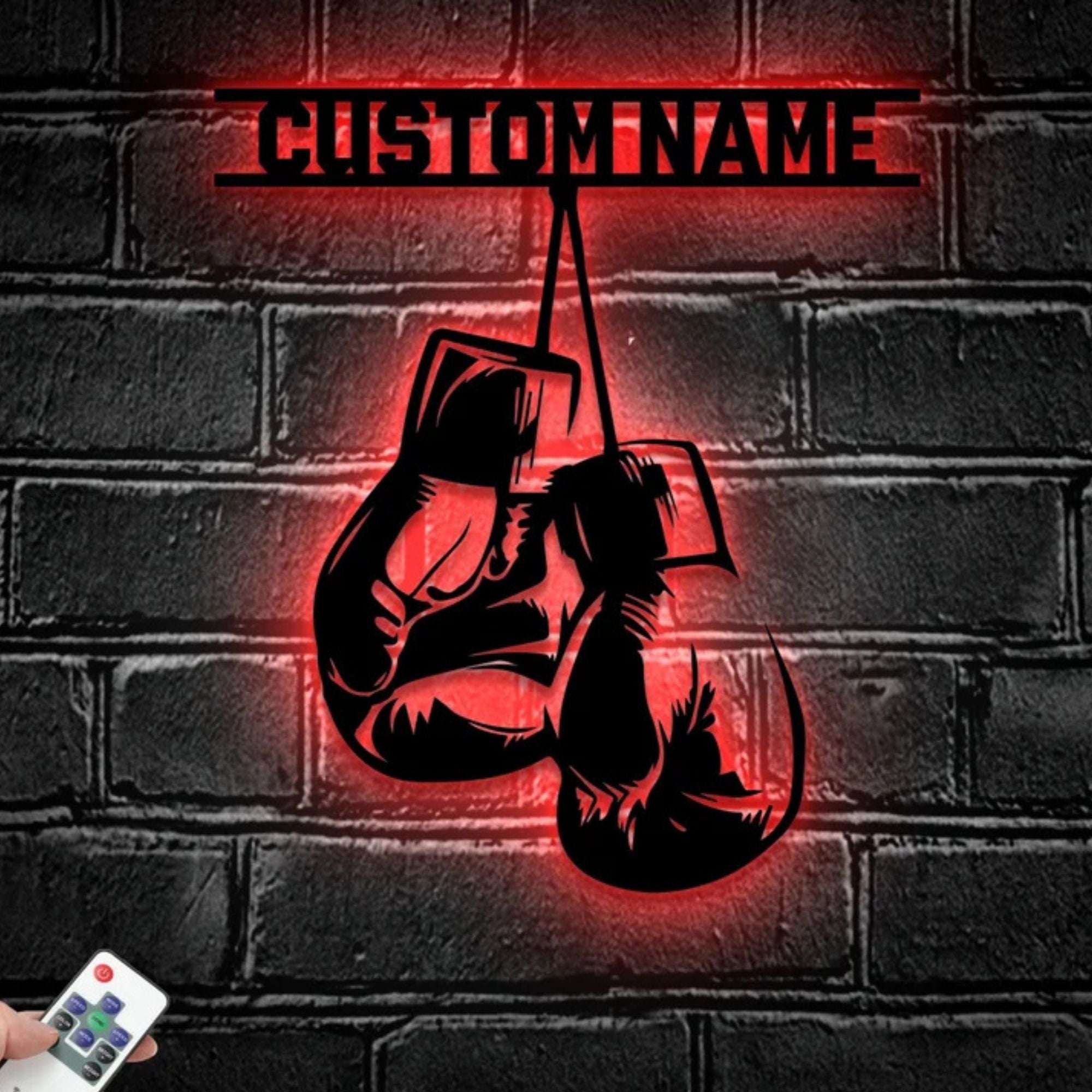 Craftnamesign Custom Boxing Gloves LED Light Metal Sign, Boxing Player ...