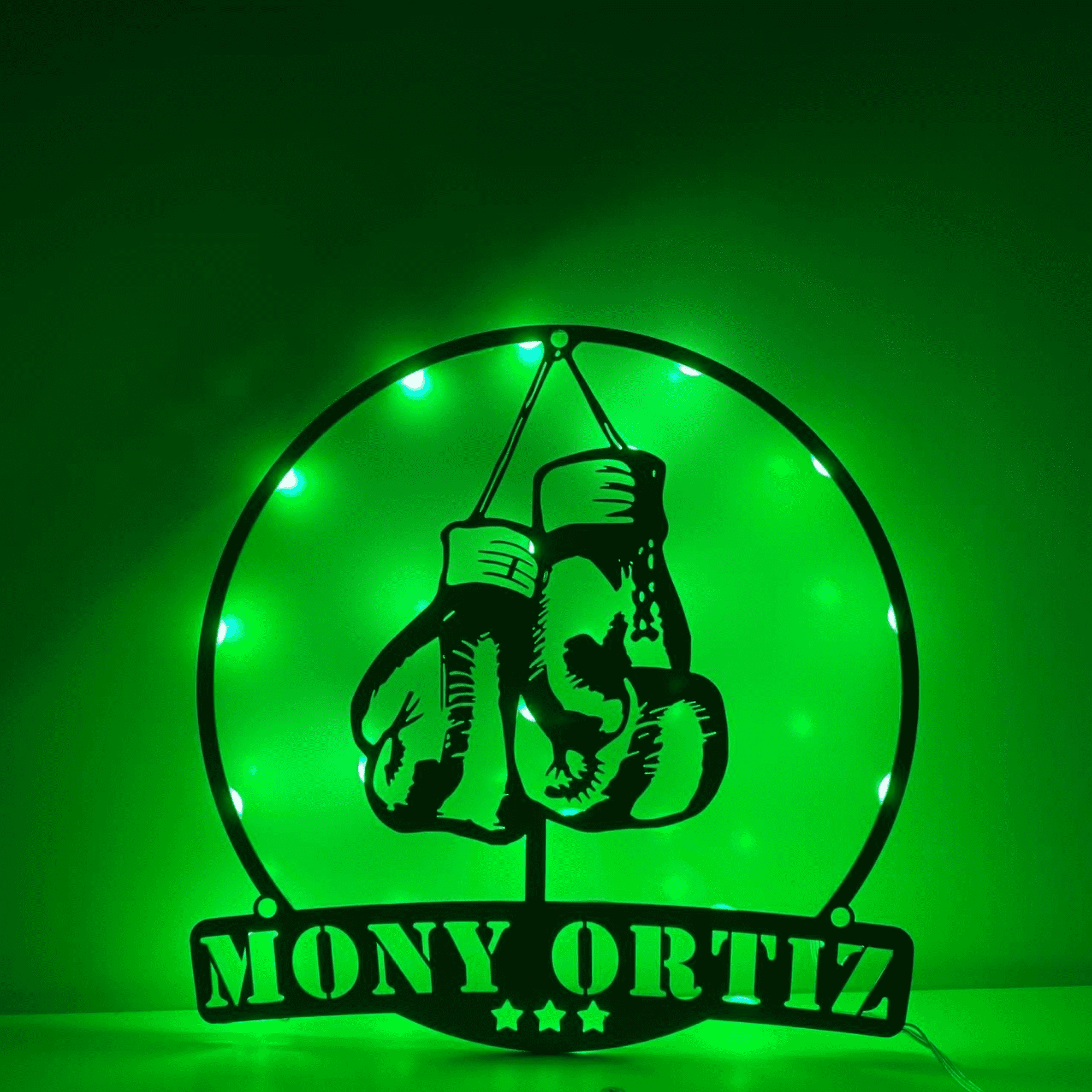 Craftnamesign Custom Boxing Gloves Metal Wall Art LED Light, Gym Room ...