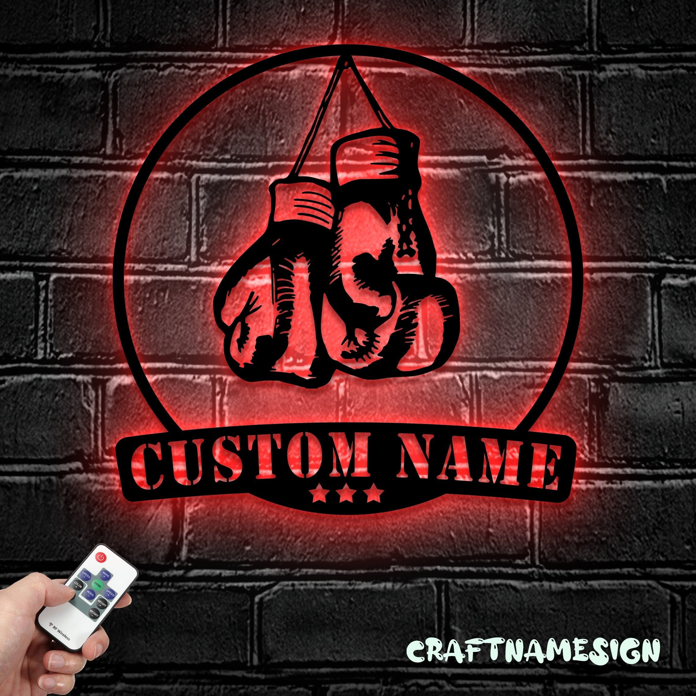Craftnamesign Custom Boxing Metal Wall Art LED Light, Custom Boxing ...