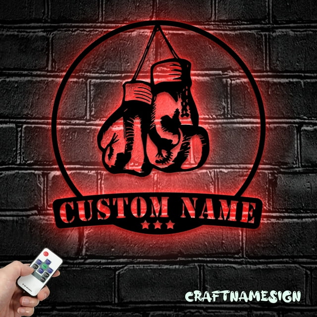 Craftnamesign Custom Boxing Metal Wall Art LED Light, Custom Boxing ...