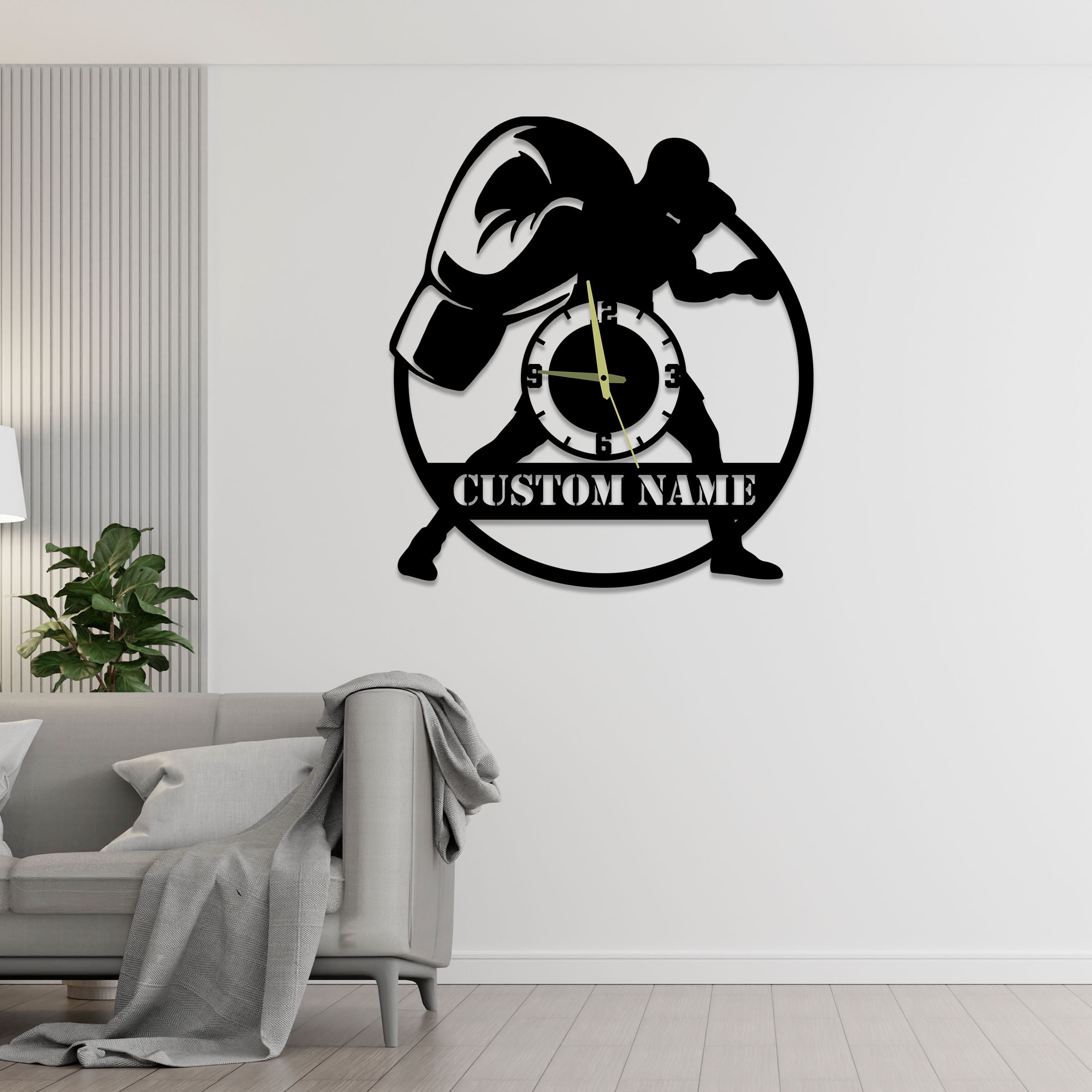 Craftnamesign Custom Boxing Player Wall Clock For Man Cave Sport Club ...