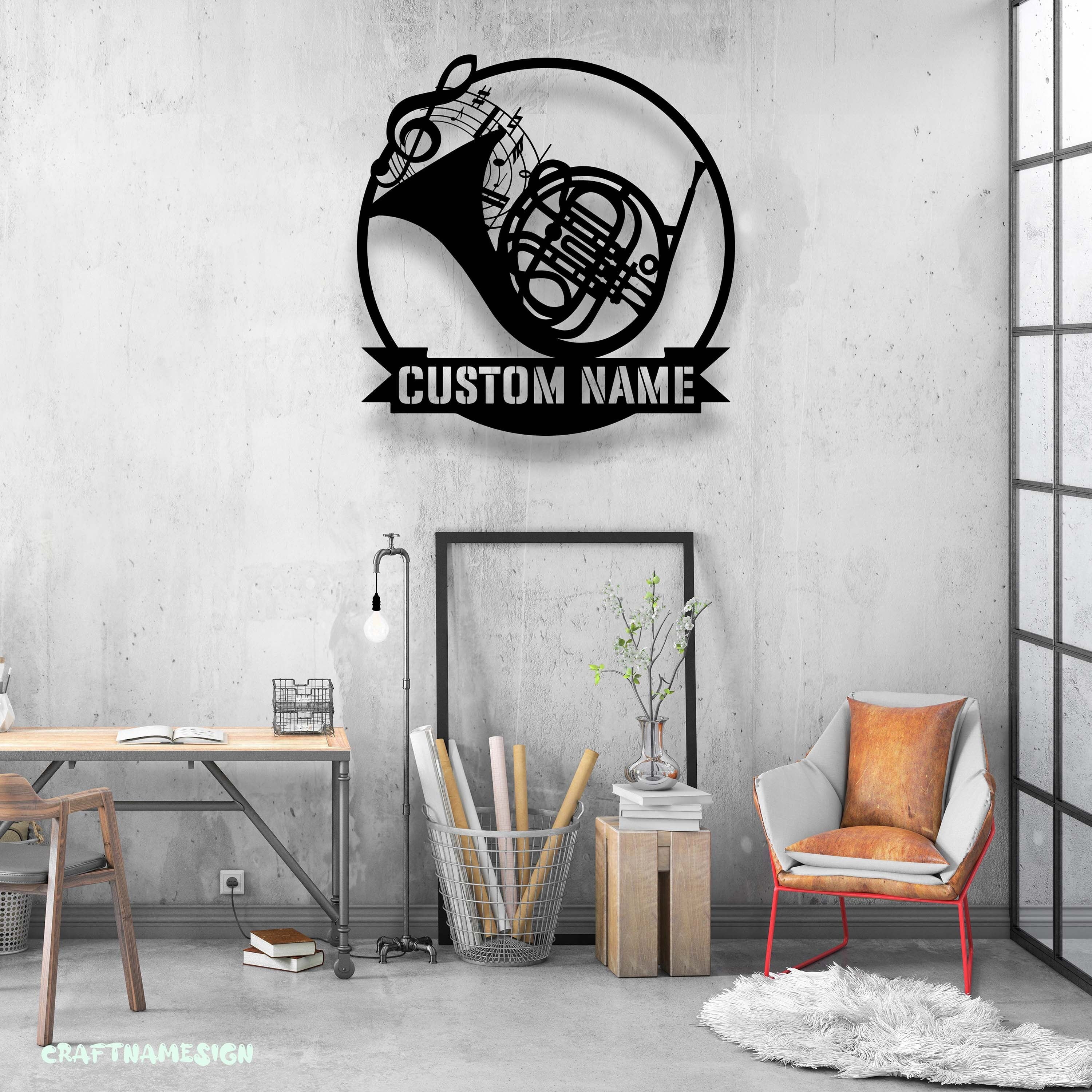 Craftnamesign Custom Brass Instrument Metal Wall Art LED Light, Custom ...